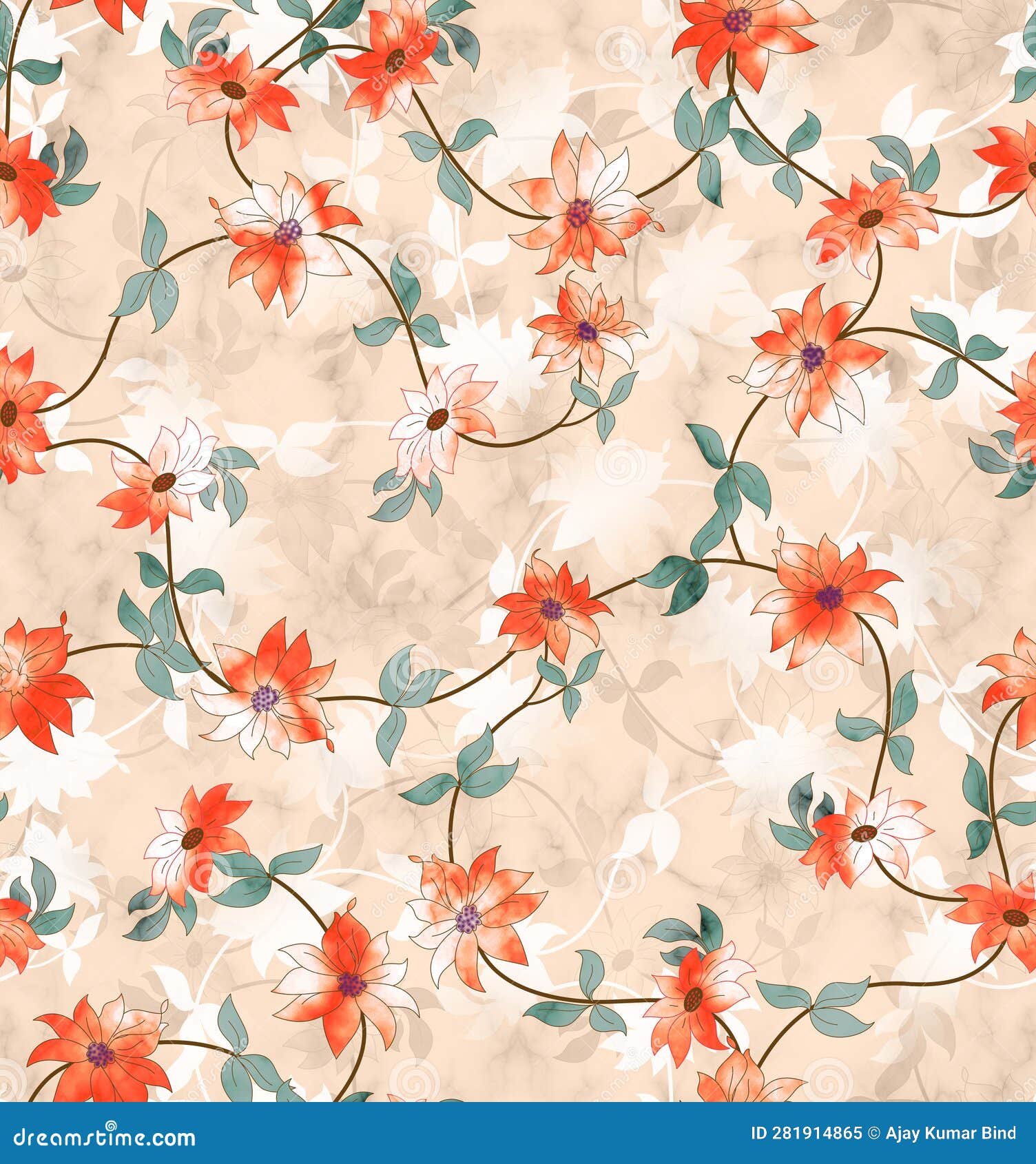 Textile Digital Print Texture Patterns, Seamless Floral Flowers, for ...