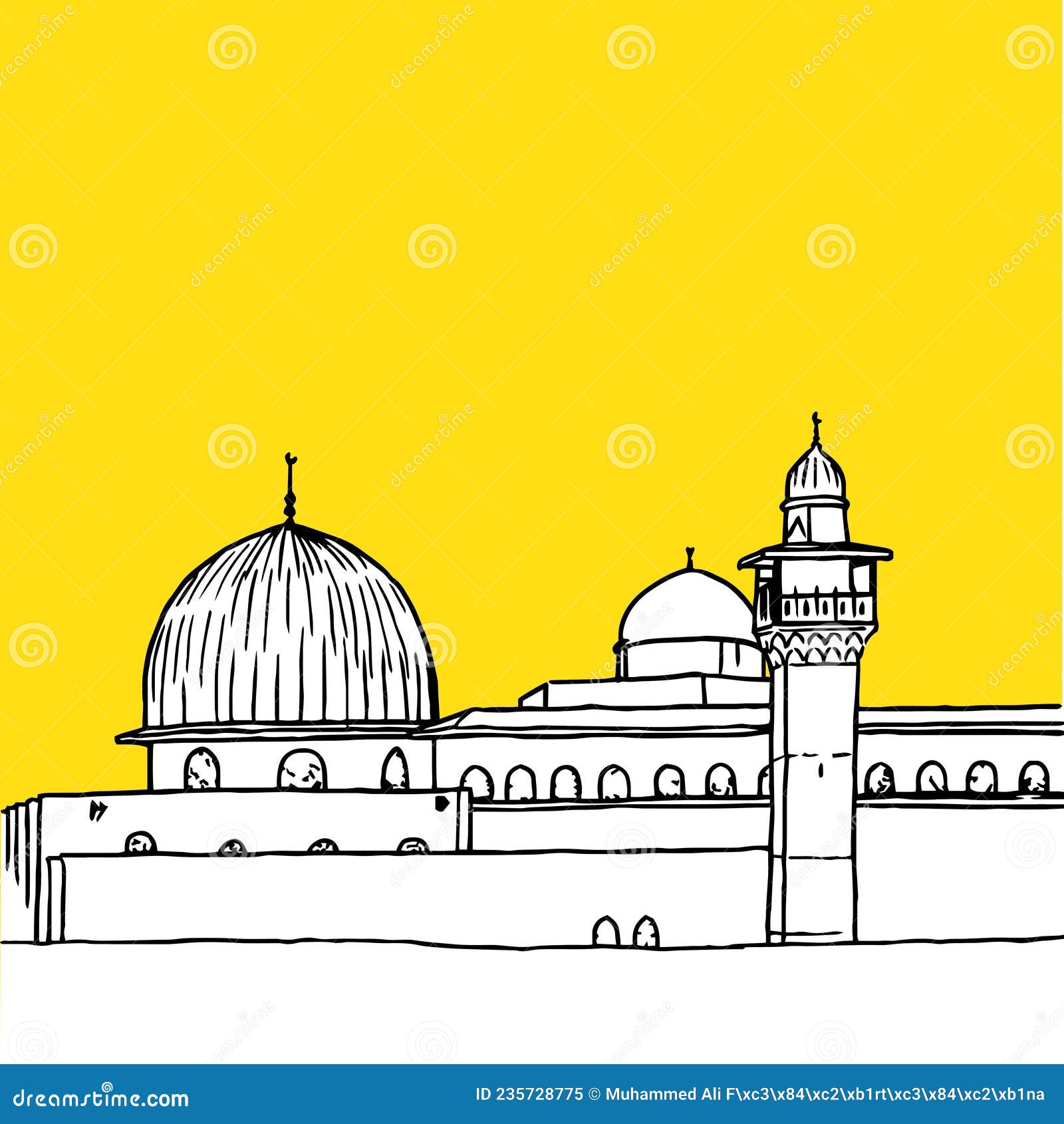 Al-Aqsa Mosque in Jerusalem Vector Drawing Stock Vector - Illustration ...