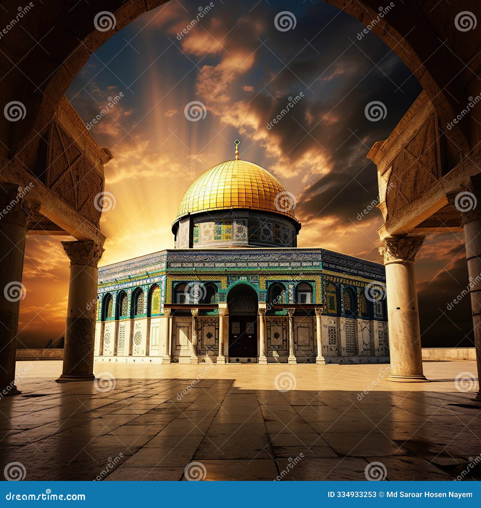 Al Aqsa Mosque Temple Mount Dome of the Rock Stock Illustration ...