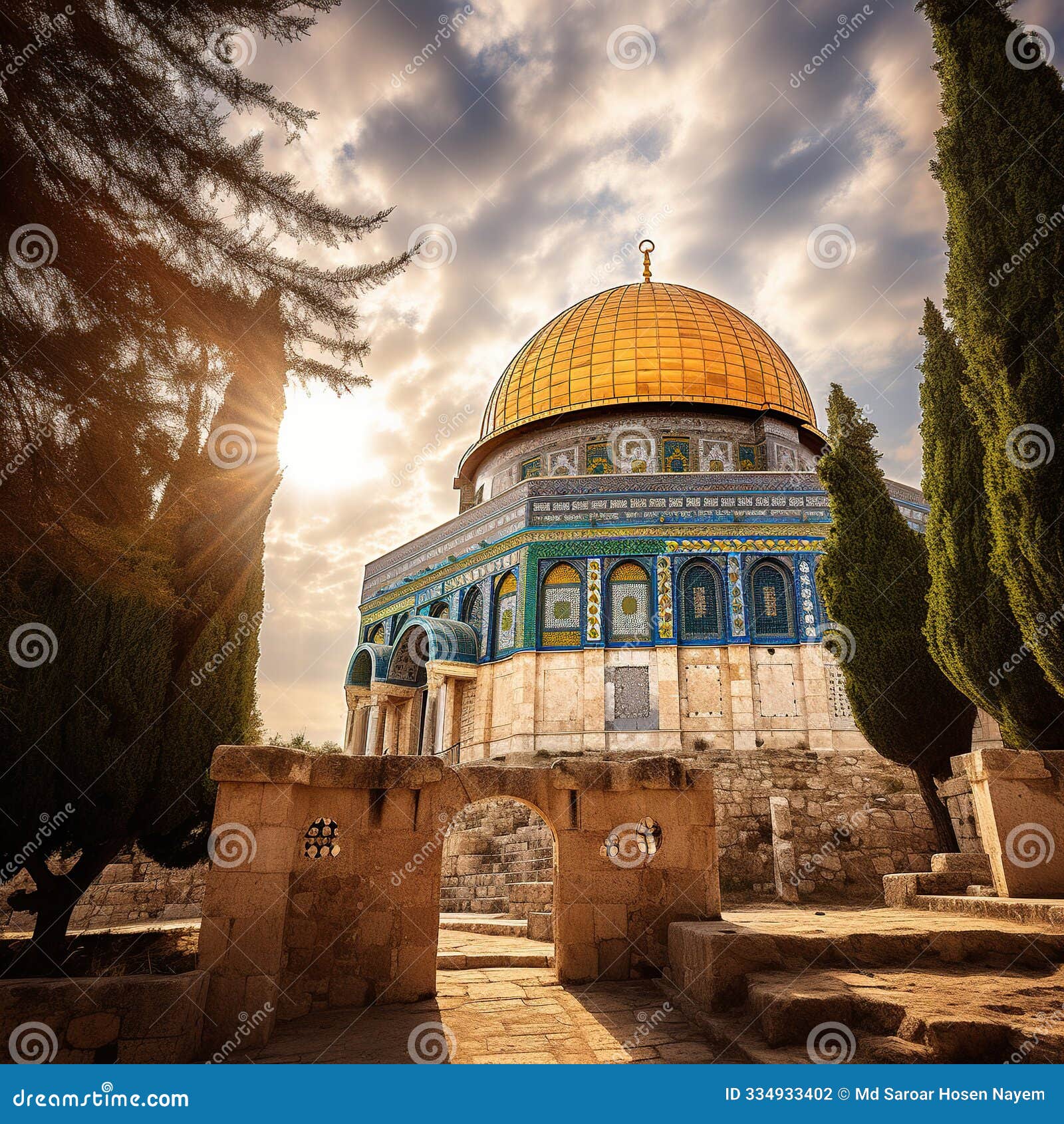Al-Aqsa Mosque. Old City Of Jerusalem. Stock Illustration ...