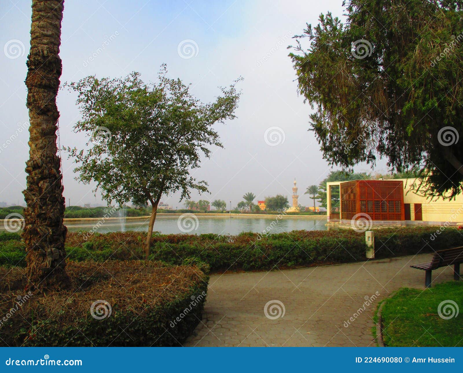 Al Azhar Park stock photo. Image of green, lake, nature - 224690080