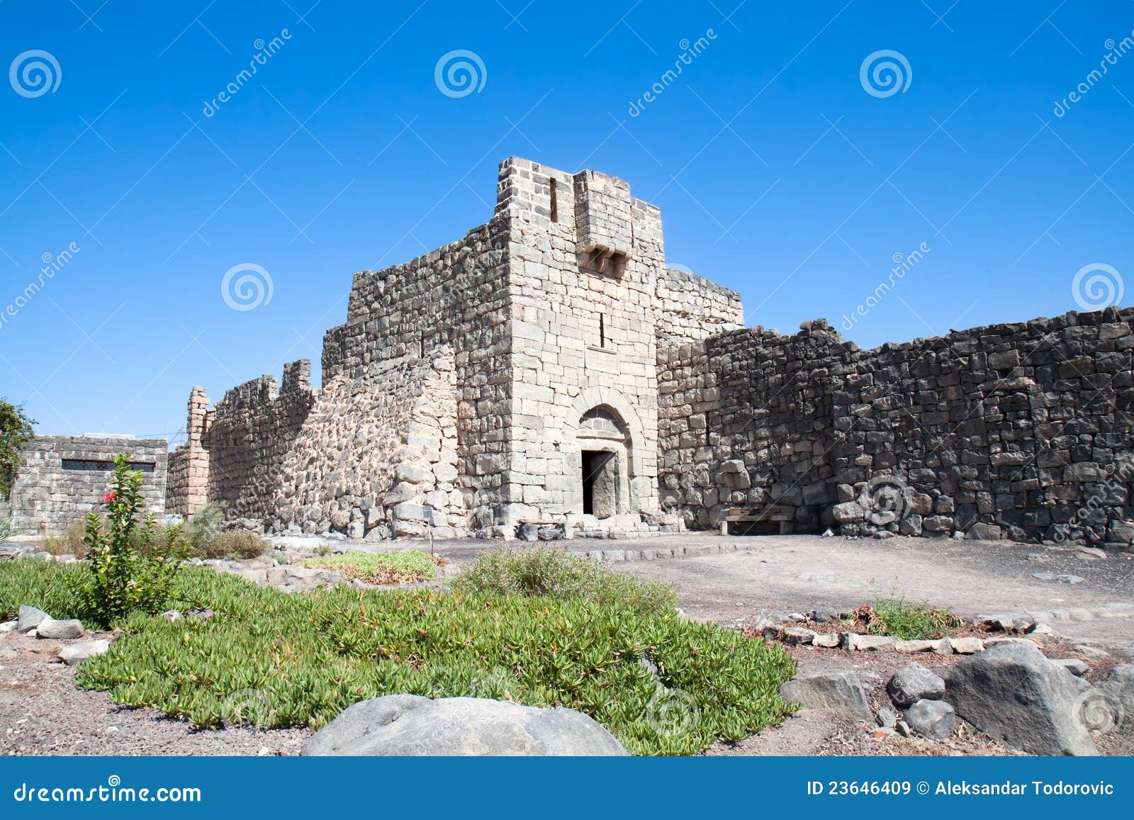 Al Azraq desert castle stock image. Image of basalt, blue - 23646409