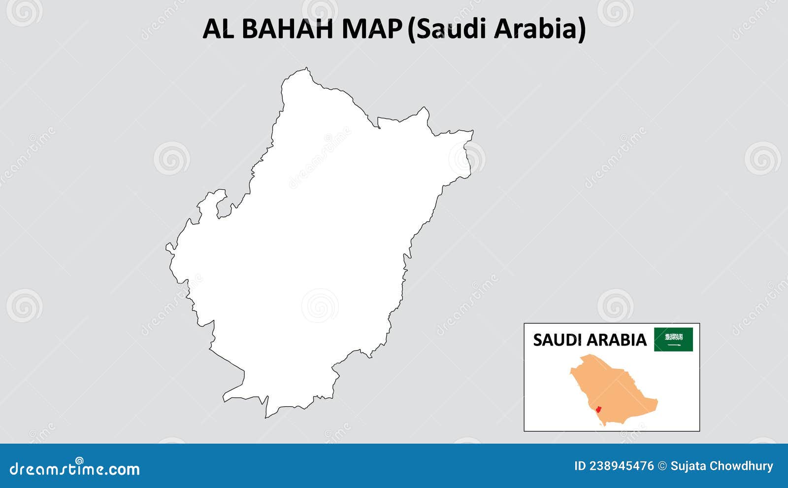 Al Bahah Map. Al Bahah Map with White Background and Line Map Stock ...