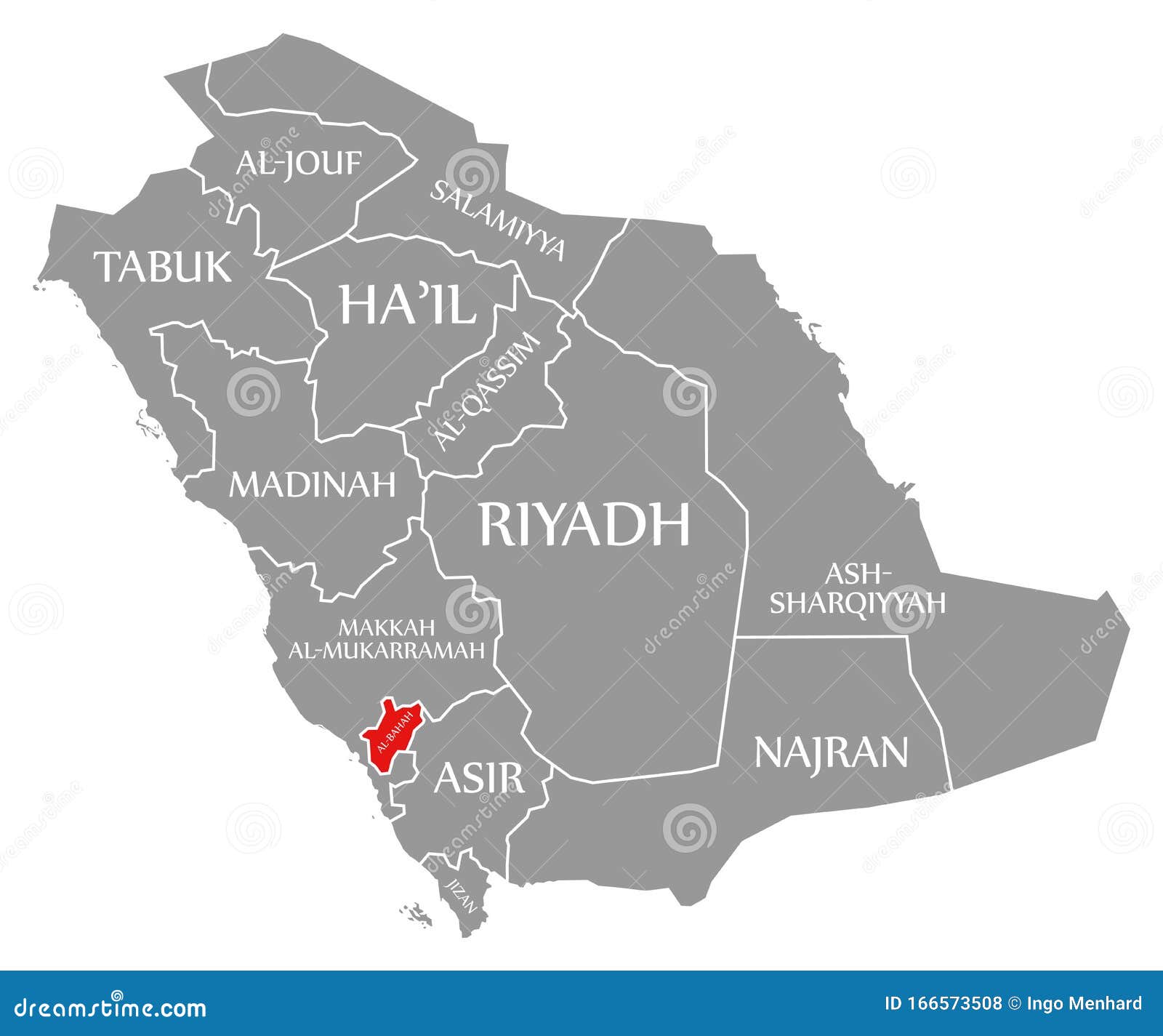 Al-Bahah Red Highlighted in Map of Saudi Arabia 库存例证 - 插画 包括有 显示, 阿拉伯 ...