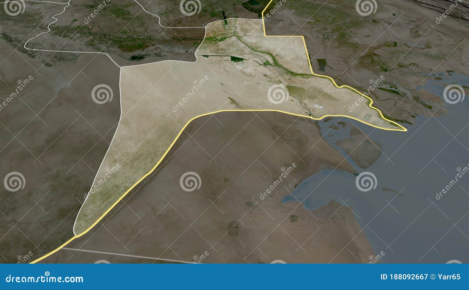 Al-Basrah, Iraq - Highlighted. Satellite Stock Illustration ...