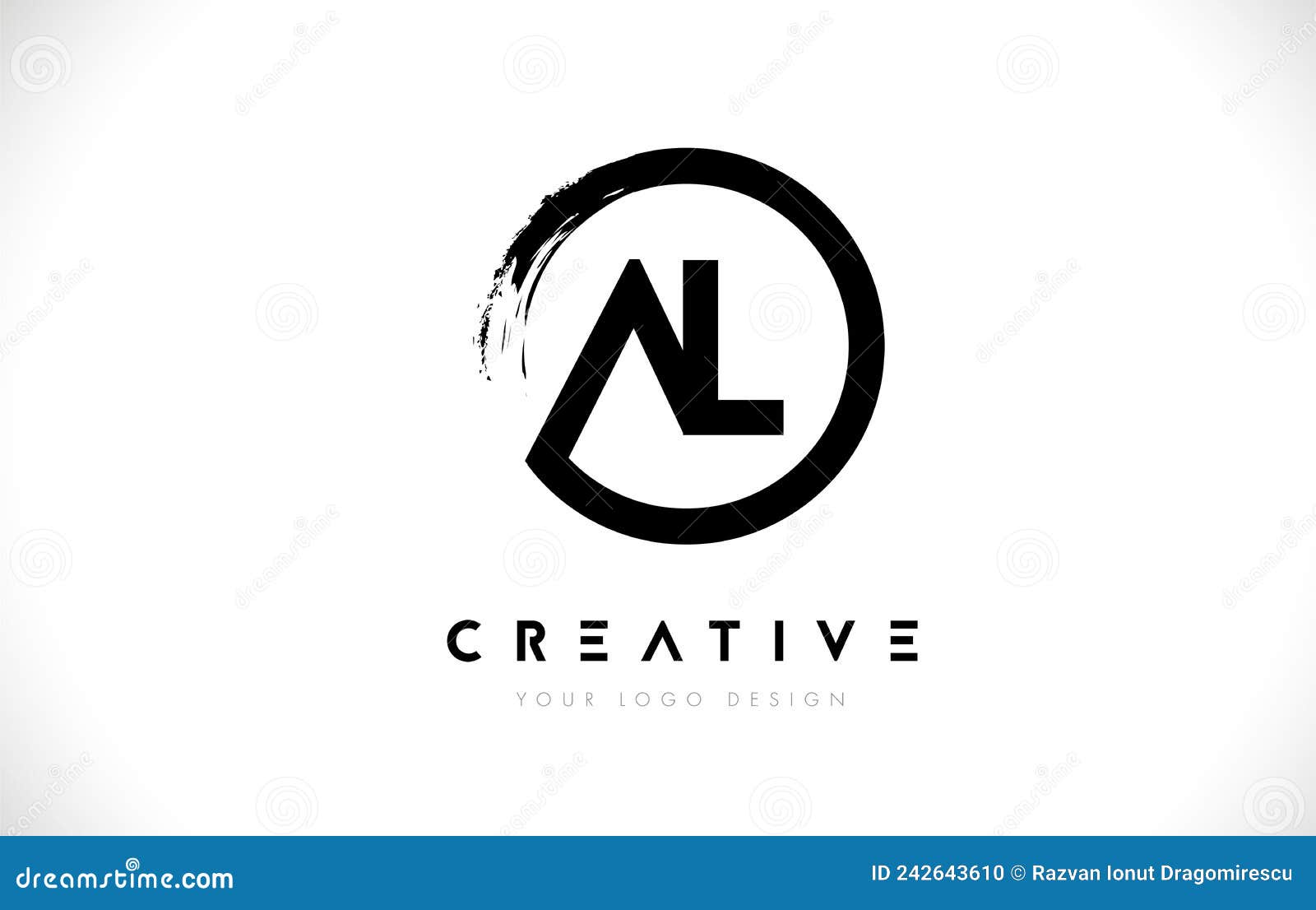AL Letter Logo with Circle Brush Design and White Background Stock ...