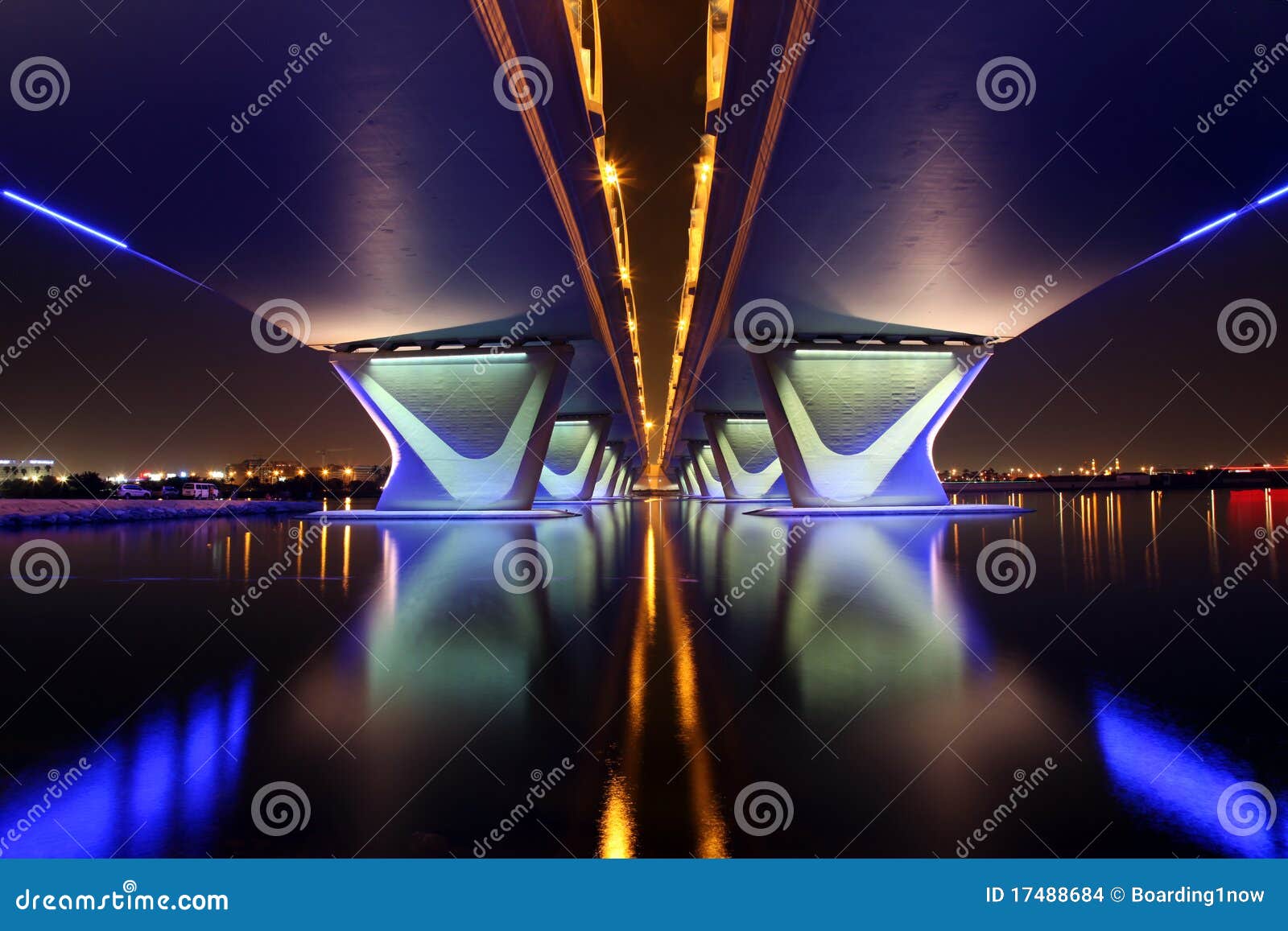 Al Garhoud Bridge in Dubai stock photo. Image of mirror - 17488684