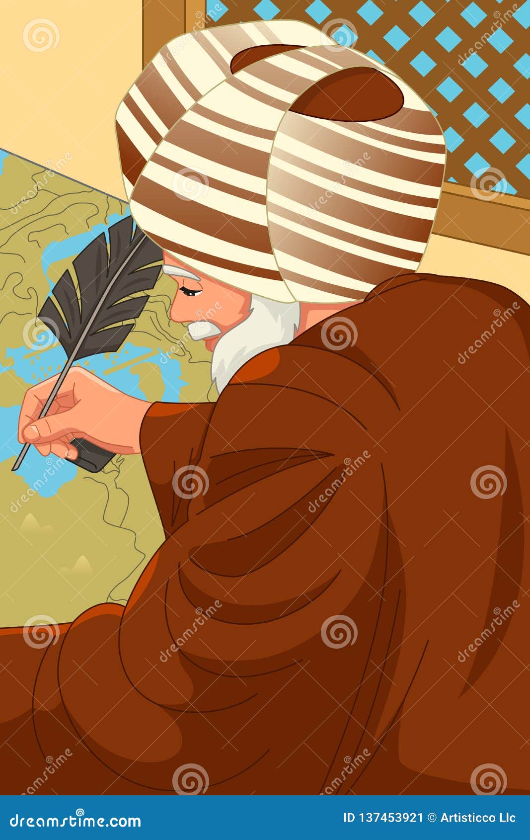 Al-Idrisi Muslim Geographer Illustration Stock Vector - Illustration of ...