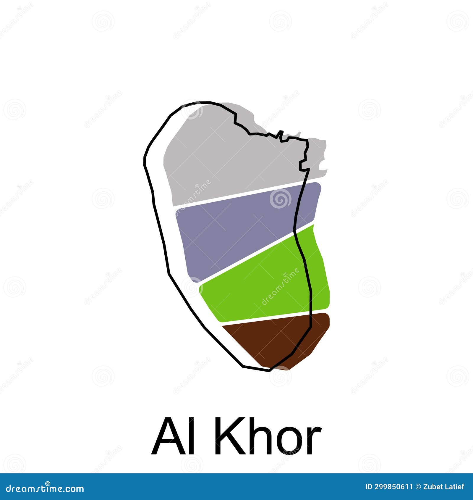 Al Khor State Of Qatar, Municipalities Of Qatar Map Vector Illustration ...