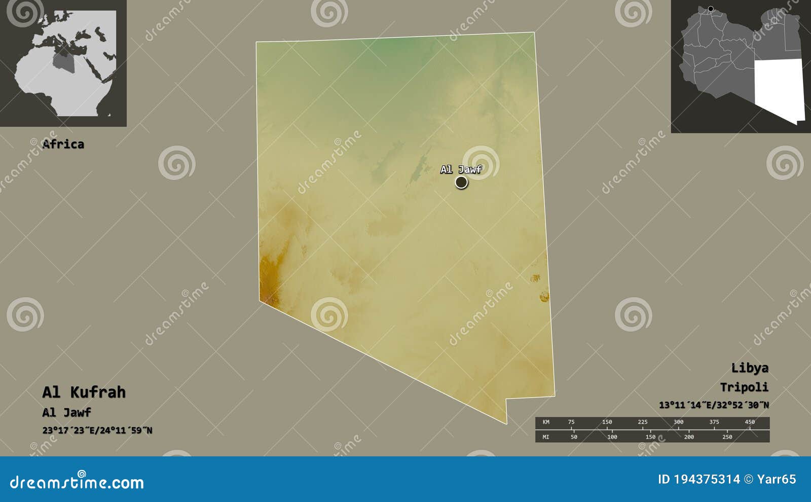 Al Kufrah, District of Libya,. Previews. Relief Stock Illustration ...