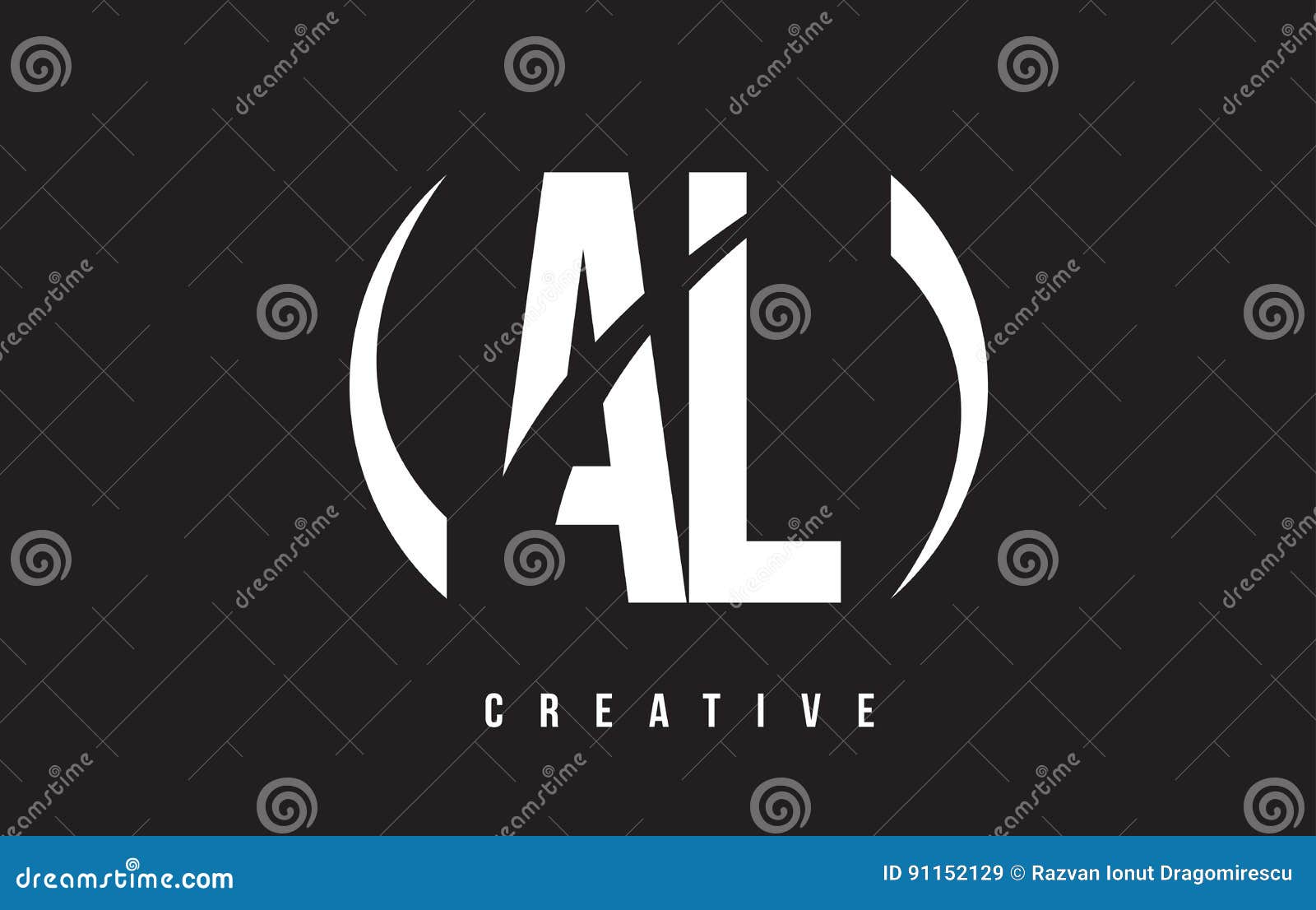 AL a L White Letter Logo Design with Black Background. Stock Vector ...