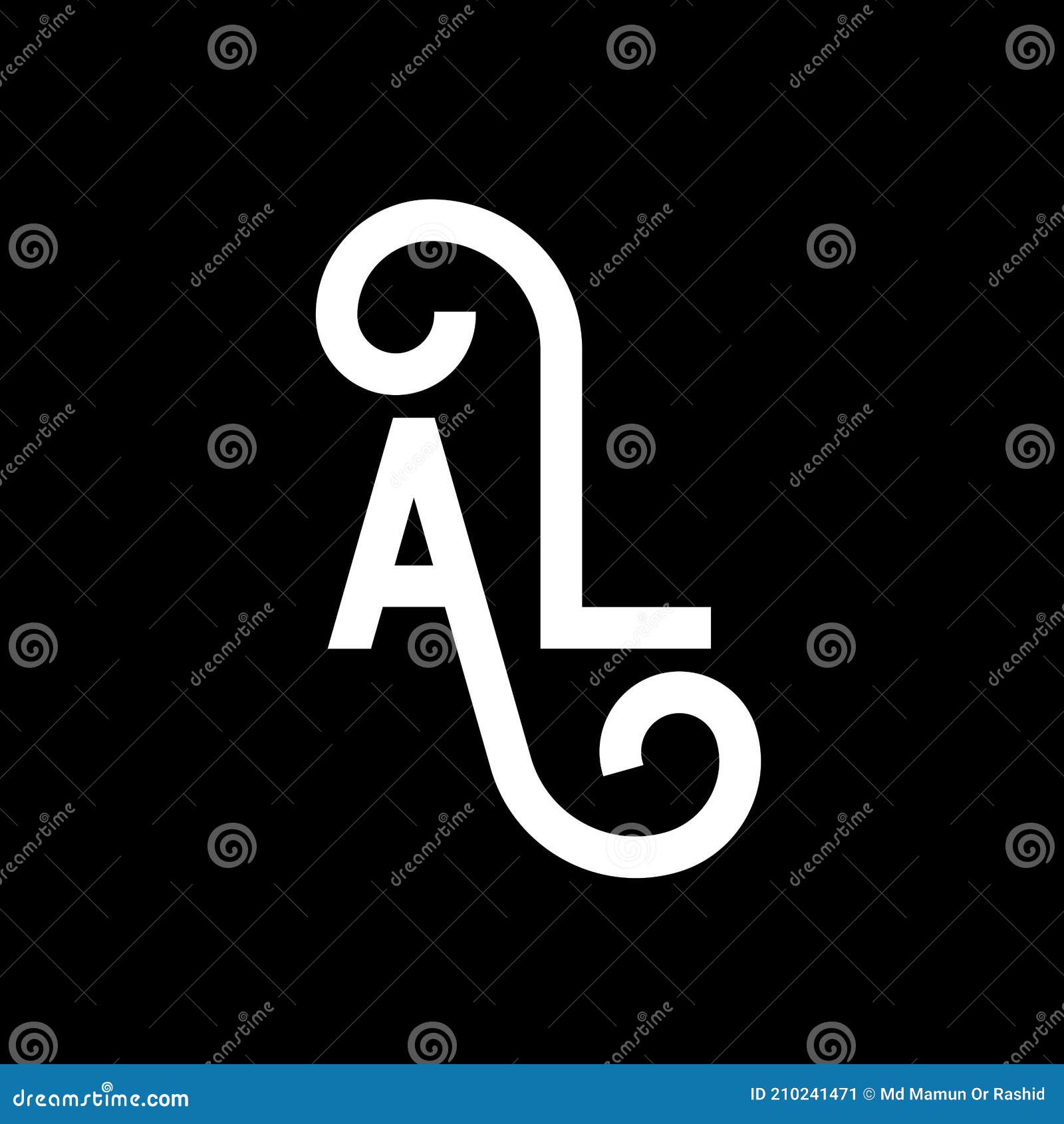 AL Letter Logo Design on Black Background. AL Creative Initials Letter ...