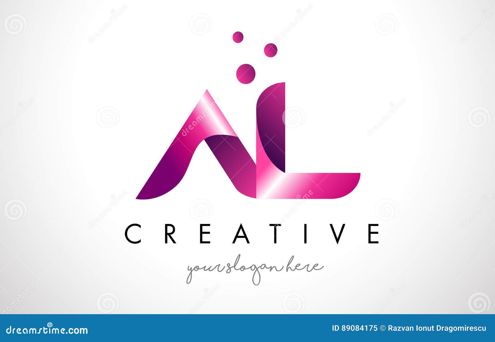 AL Letter Logo Design with Purple Colors and Dots Stock Vector ...