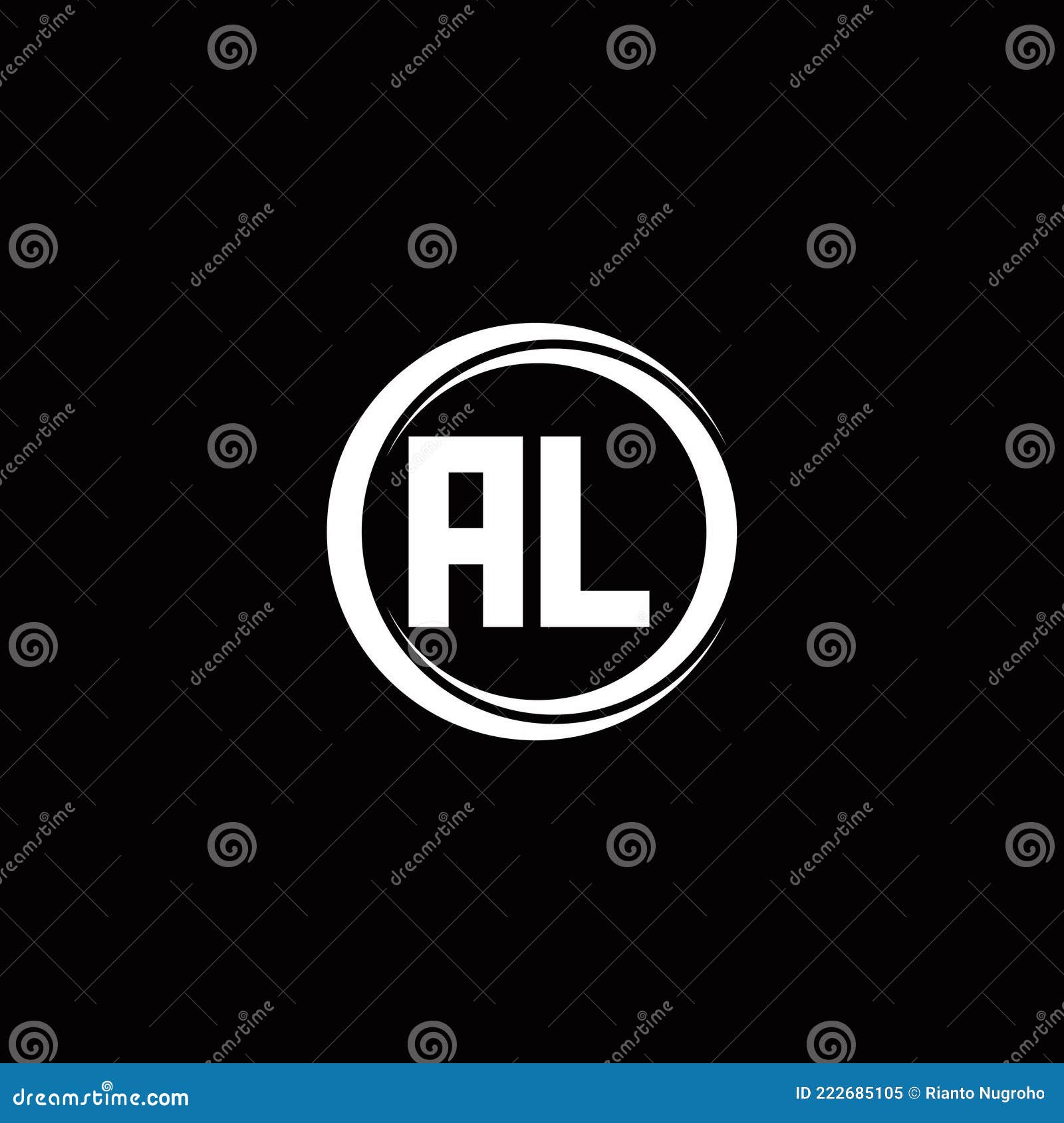 AL Logo Initial Letter Monogram with Circle Slice Rounded Design ...