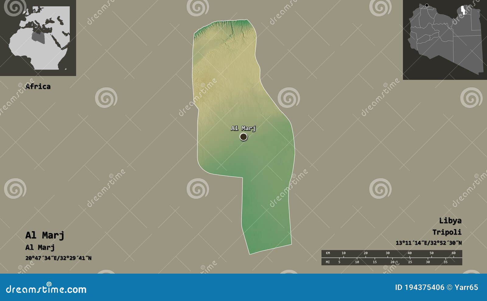 Al Marj, District of Libya,. Previews. Relief Stock Illustration ...