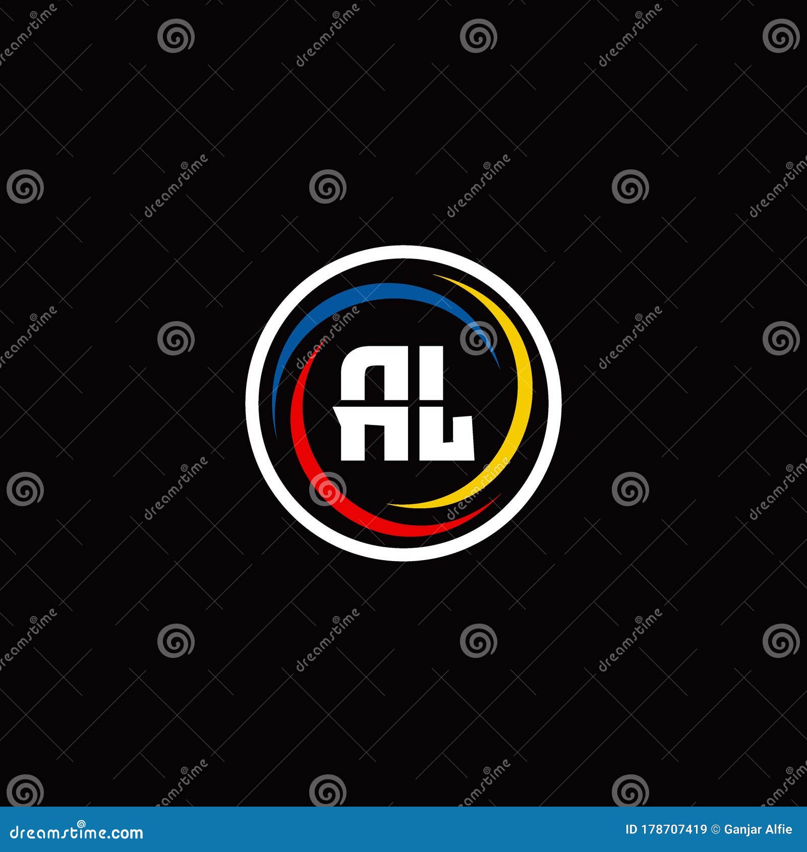 AL Monogram Logo Isolated on Circle Shape with 3 Slash Colors Rounded ...