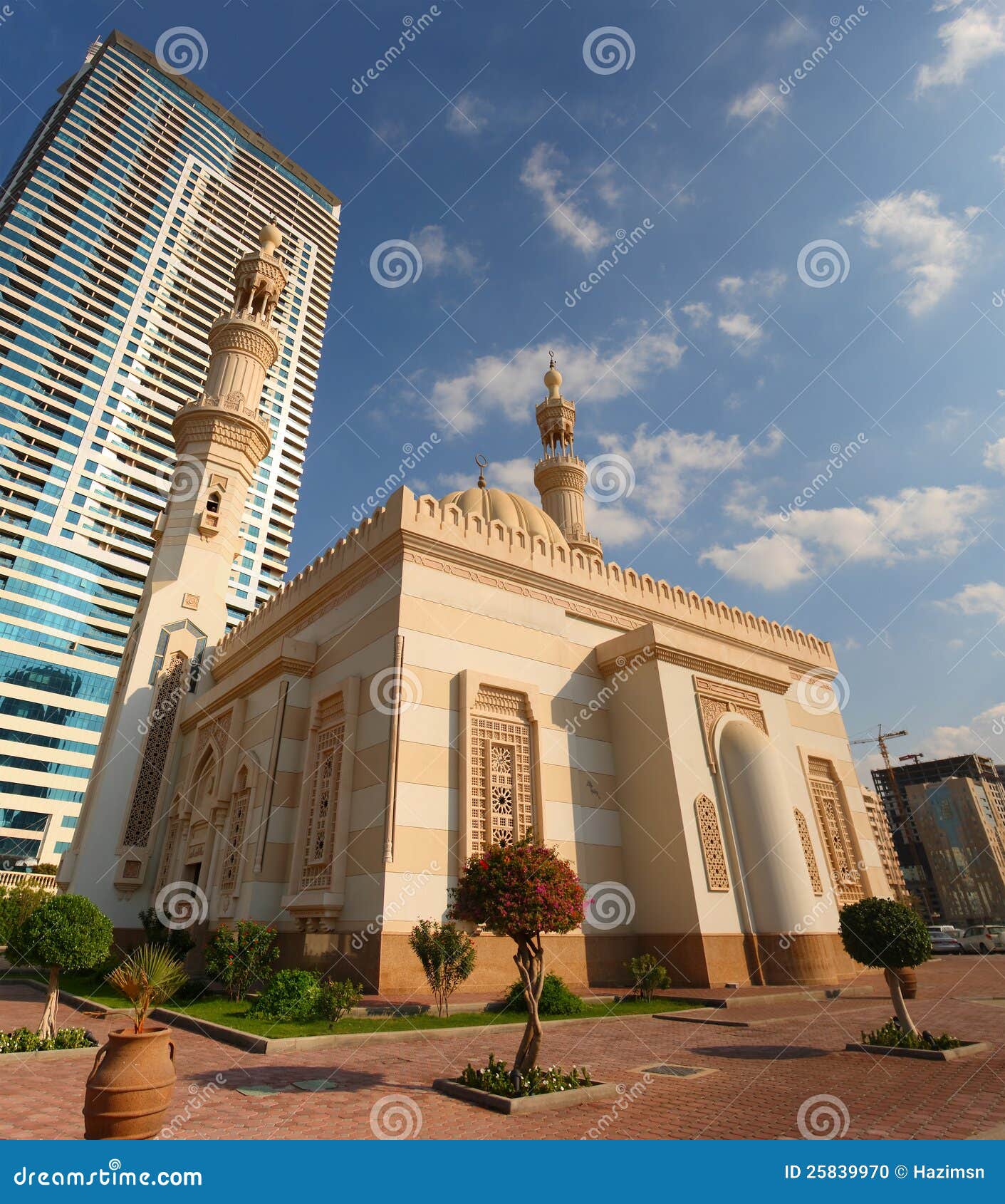 Al-qasba Canal Mosque stock photo. Image of summer, architectural ...