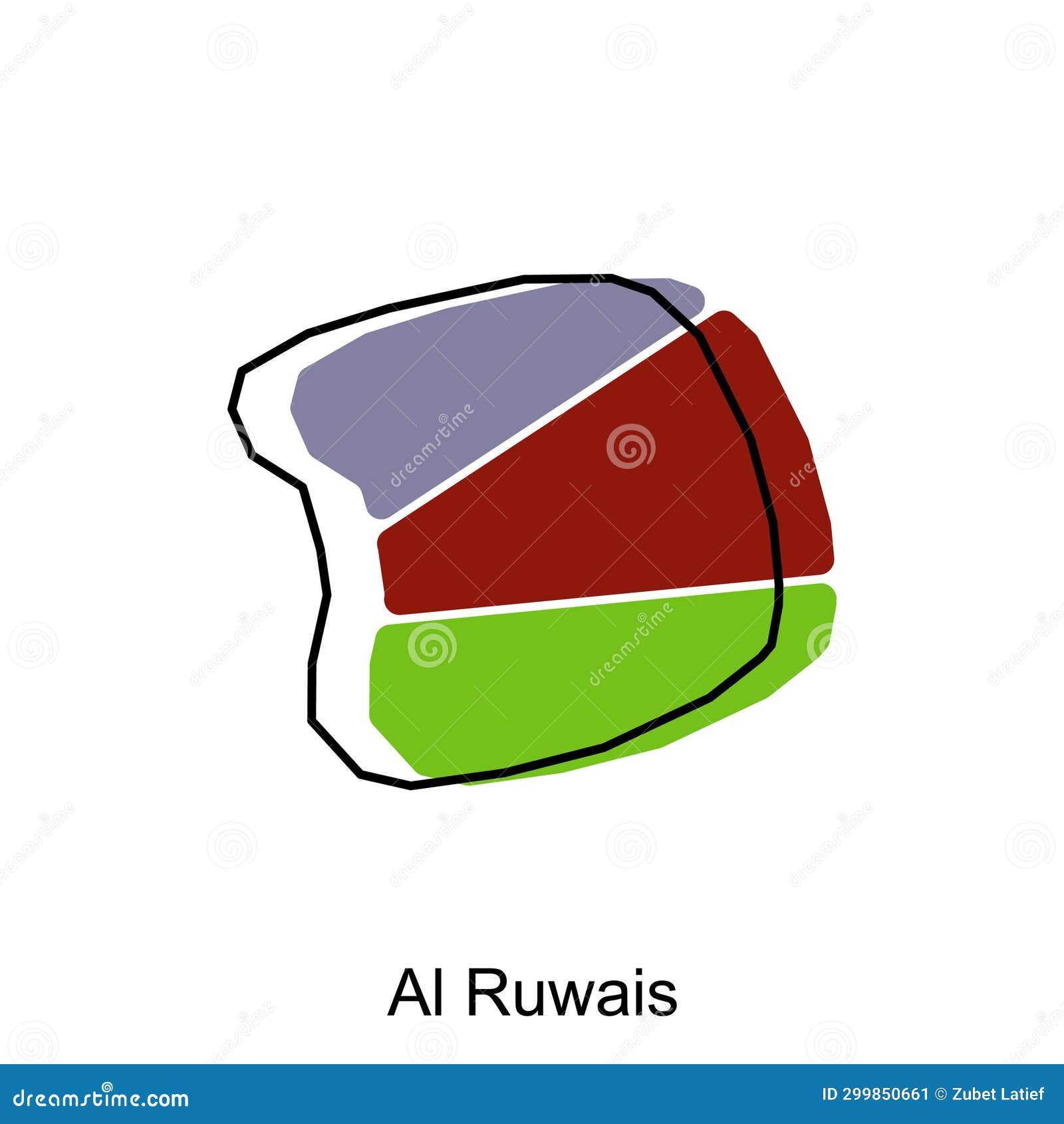 Al Ruwais Map Flat Vector Illustration, Outline Map of Qatar Vector ...