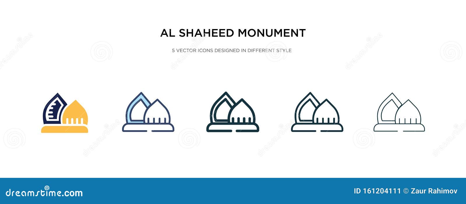 Al Shaheed Monument Icon in Different Style Vector Illustration. Two ...