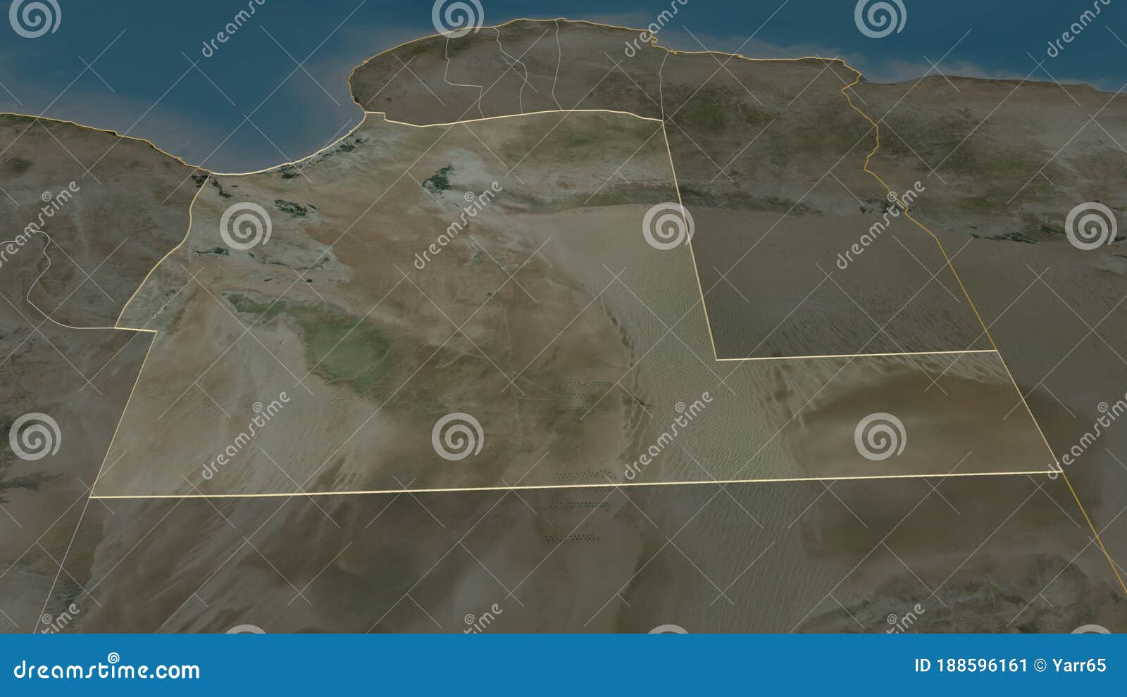 Al Wahat, Libya - Outlined. Satellite Stock Illustration - Illustration ...