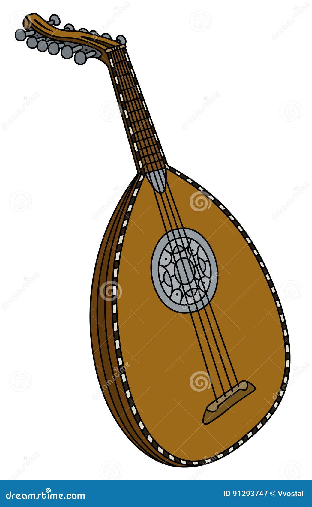 Alaúde histórico ilustração do vetor. Ilustração de instrumento - 91293747