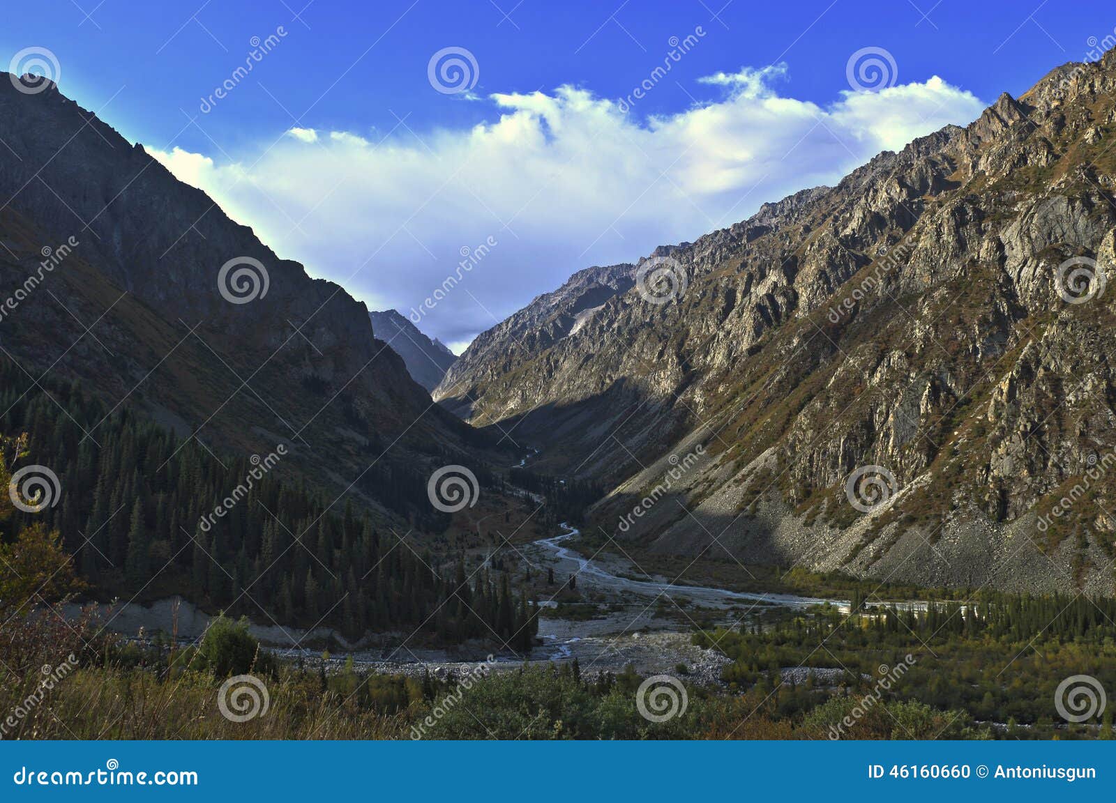 Ala-Archa gorge stock photo. Image of archa, hill, terrain - 46160660