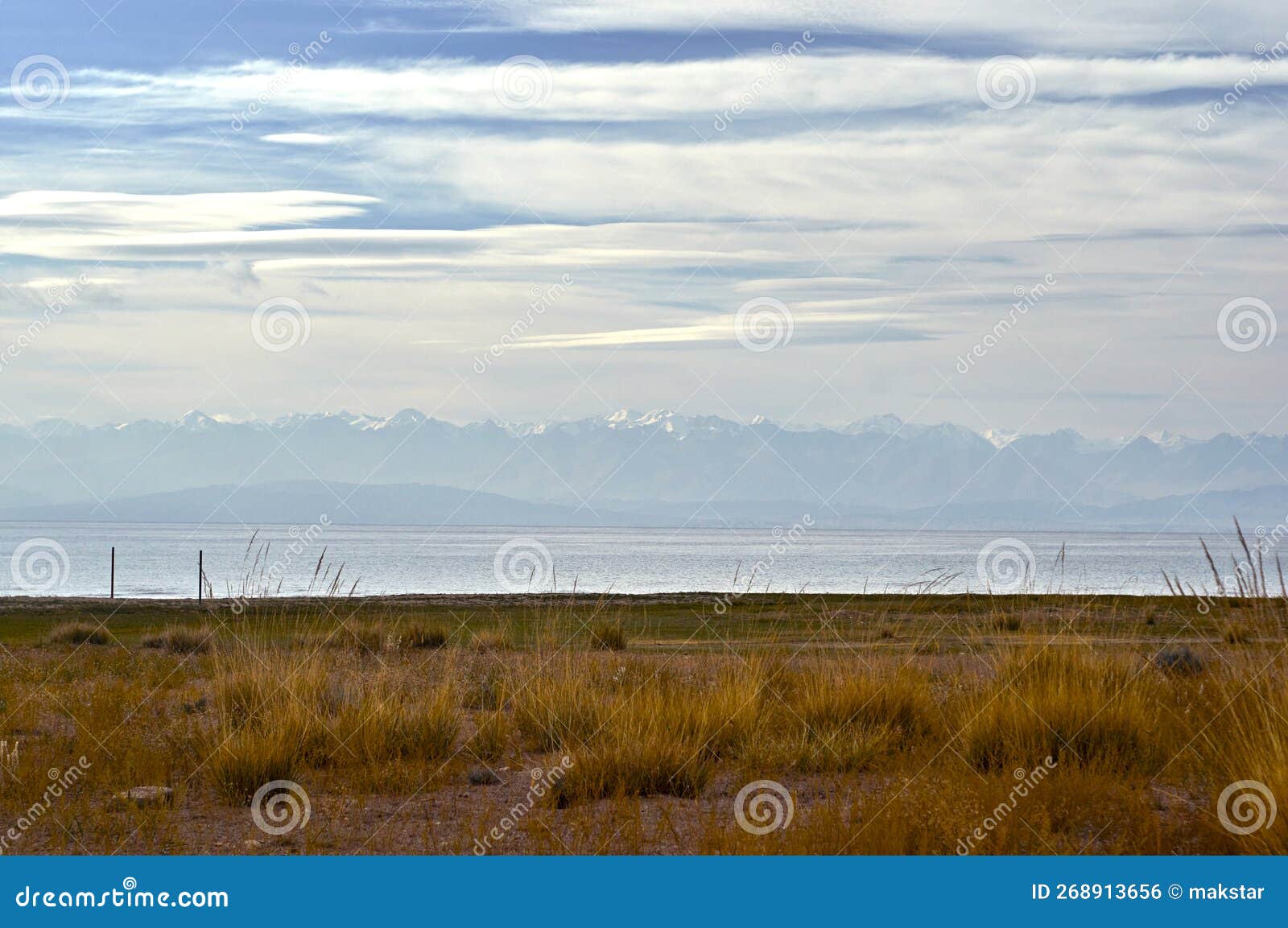 Ala-too Mountains Behind the Ysyk-Kol Lake Stock Photo - Image of ...