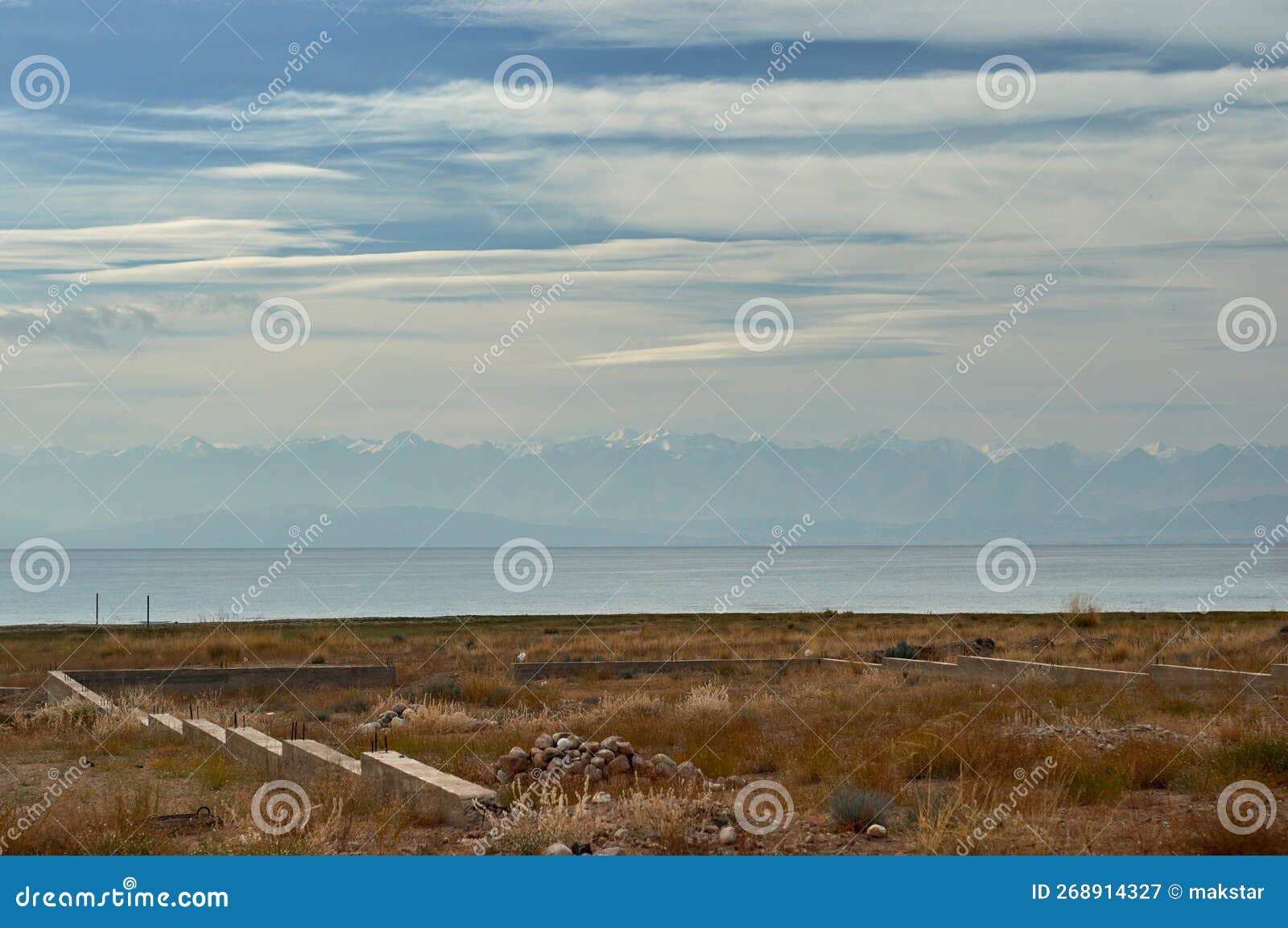 Ala-too Mountains Behind the Ysyk-Kol Lake Stock Image - Image of ...