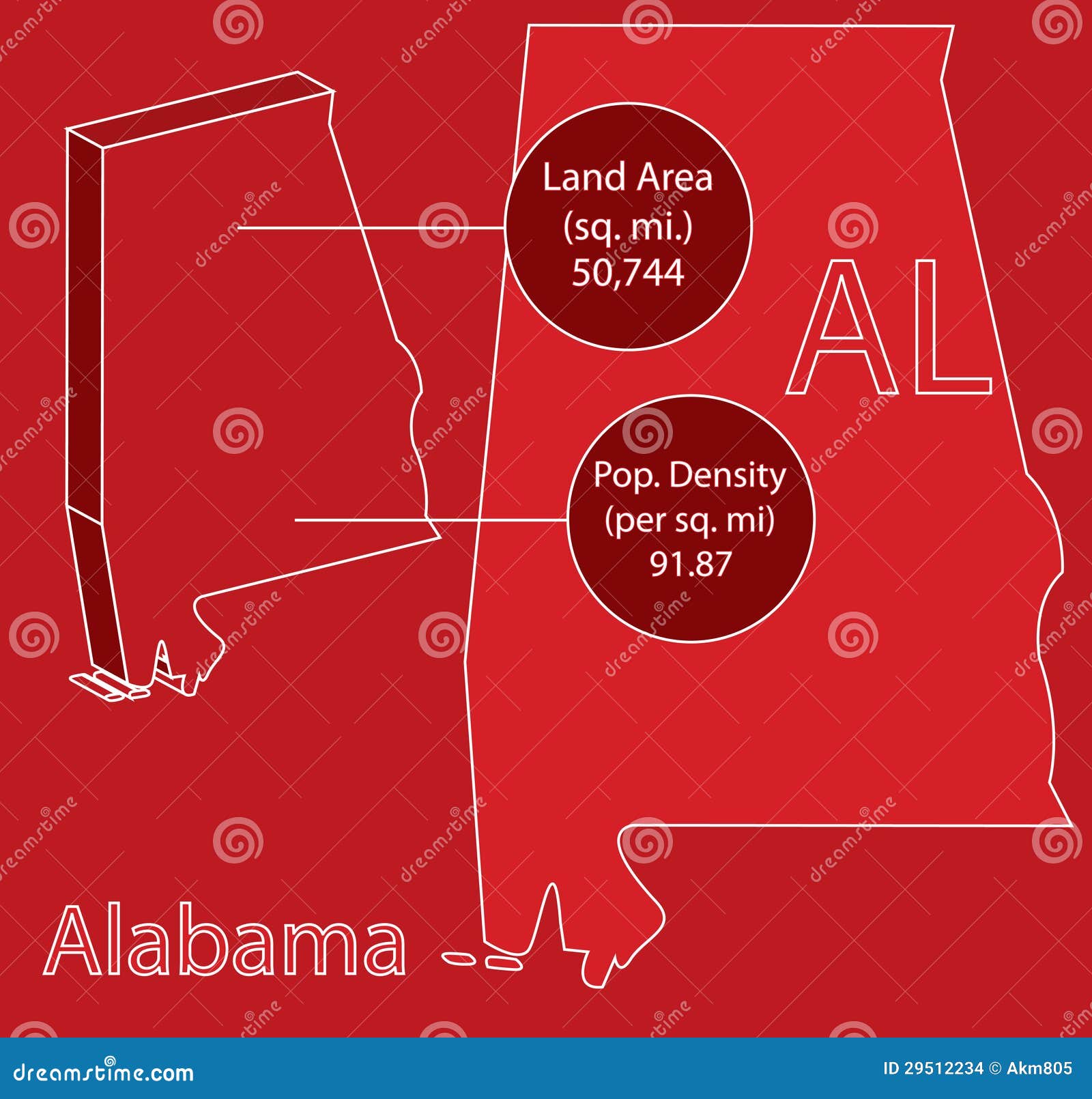 Alabama 3D Vector Map Info Graphic Stock Vector - Illustration of area ...
