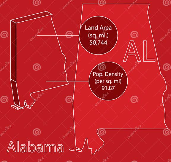 Alabama 3D Vector Map Info Graphic Stock Vector - Illustration of area ...