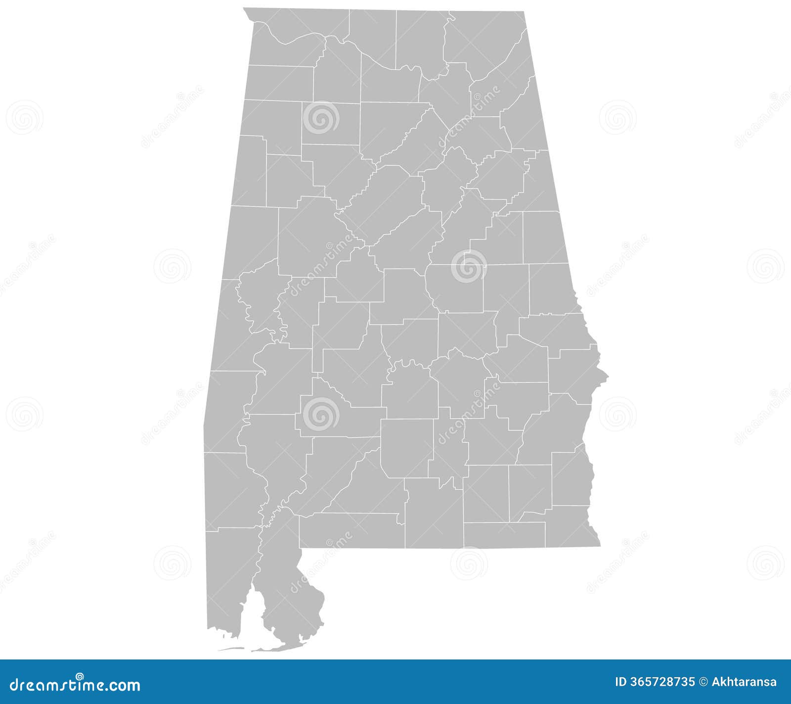 Alabama Administrative Map, Alabama Outline And Counties State Map Set ...