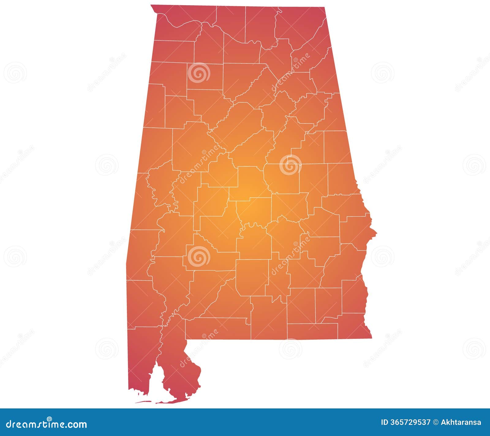 Alabama Administrative Map. Counties On Alabama Map, Blank Map, Empty ...