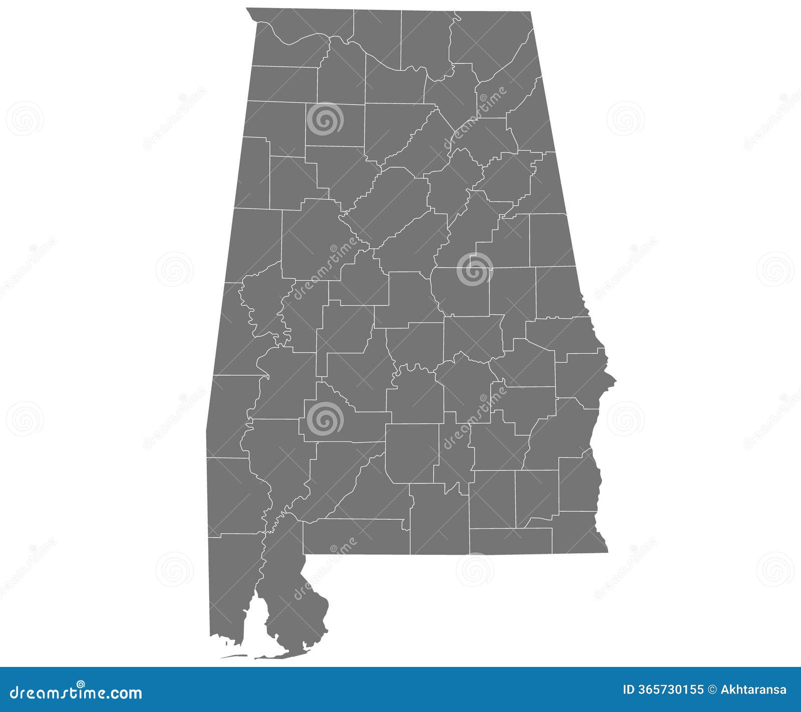 Alabama Administrative Map. Counties On Alabama Map, Blank Map, Empty ...