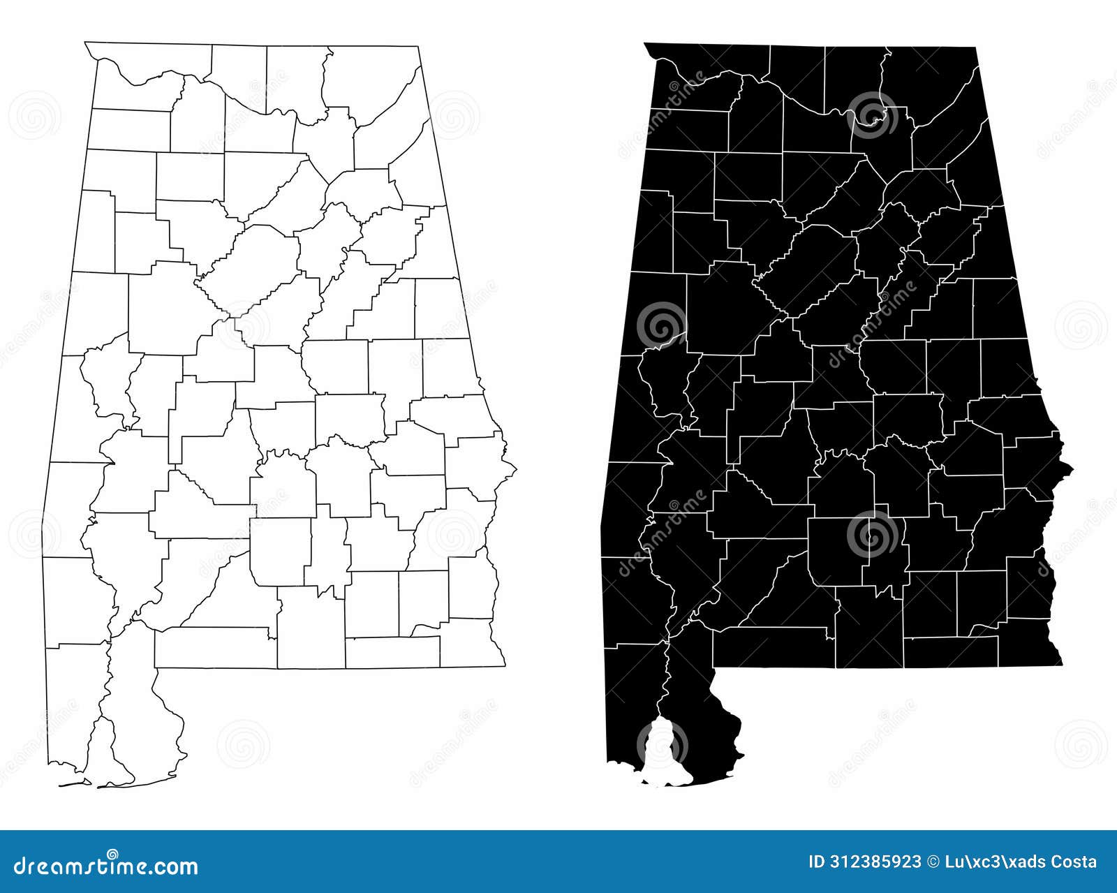 Alabama Administrative Maps Stock Vector - Illustration of state ...