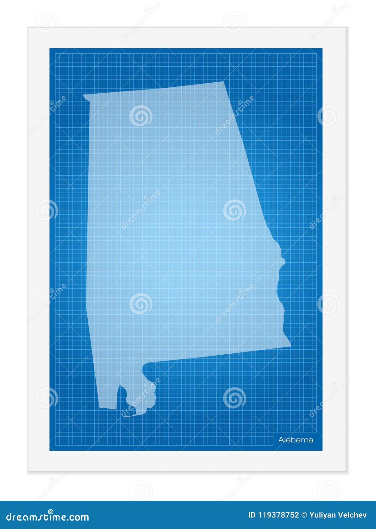 Alabama on blueprint stock vector. Illustration of outline - 119378752