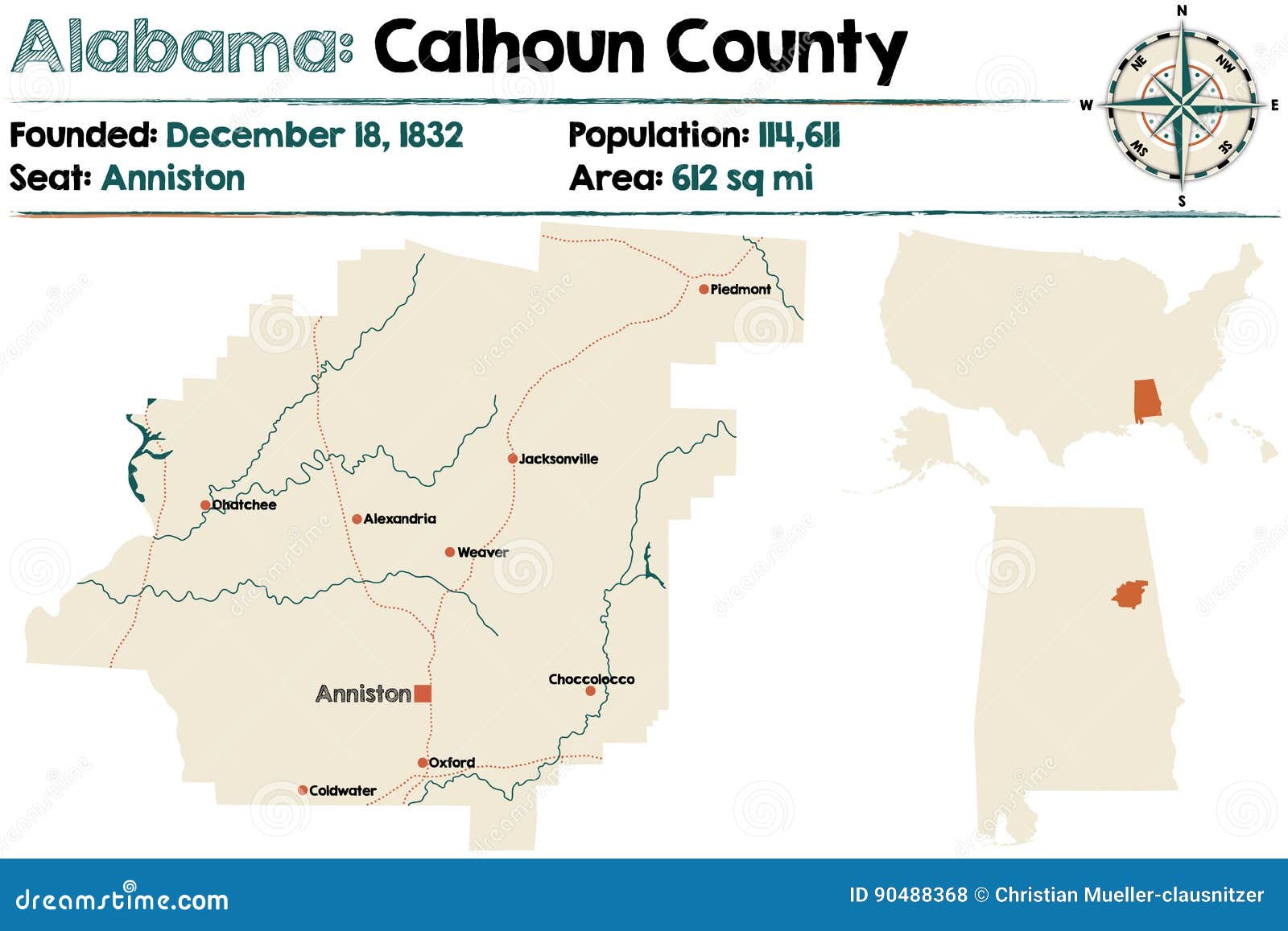 Alabama: Calhoun County stock vector. Illustration of wind - 90488368