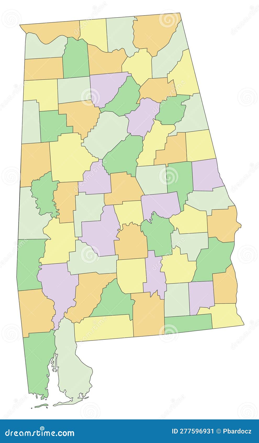 Alabama - Detailed Editable Political Map. Cartoon Vector ...