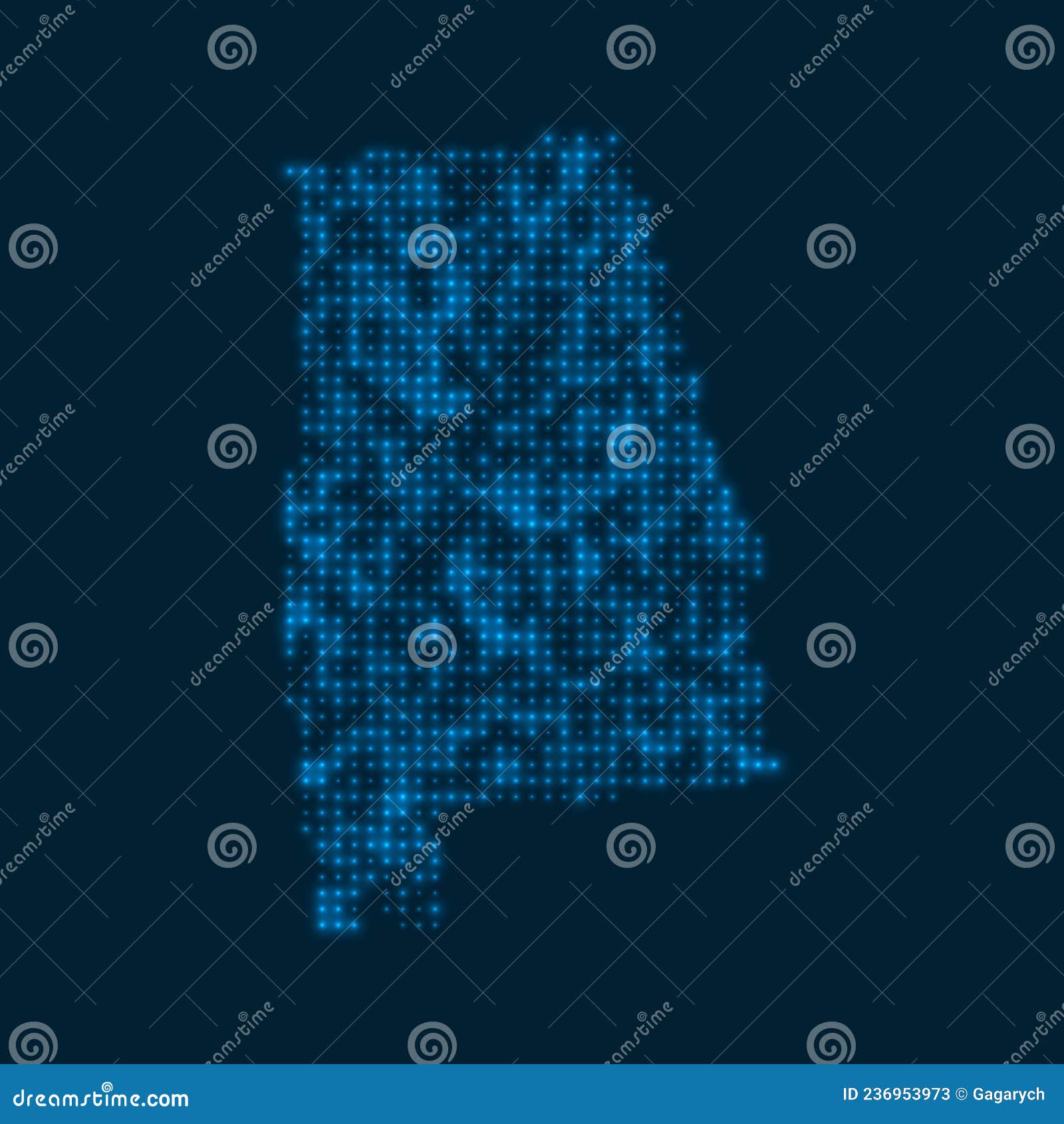 Alabama Dotted Glowing Map. Stock Vector - Illustration of dark ...