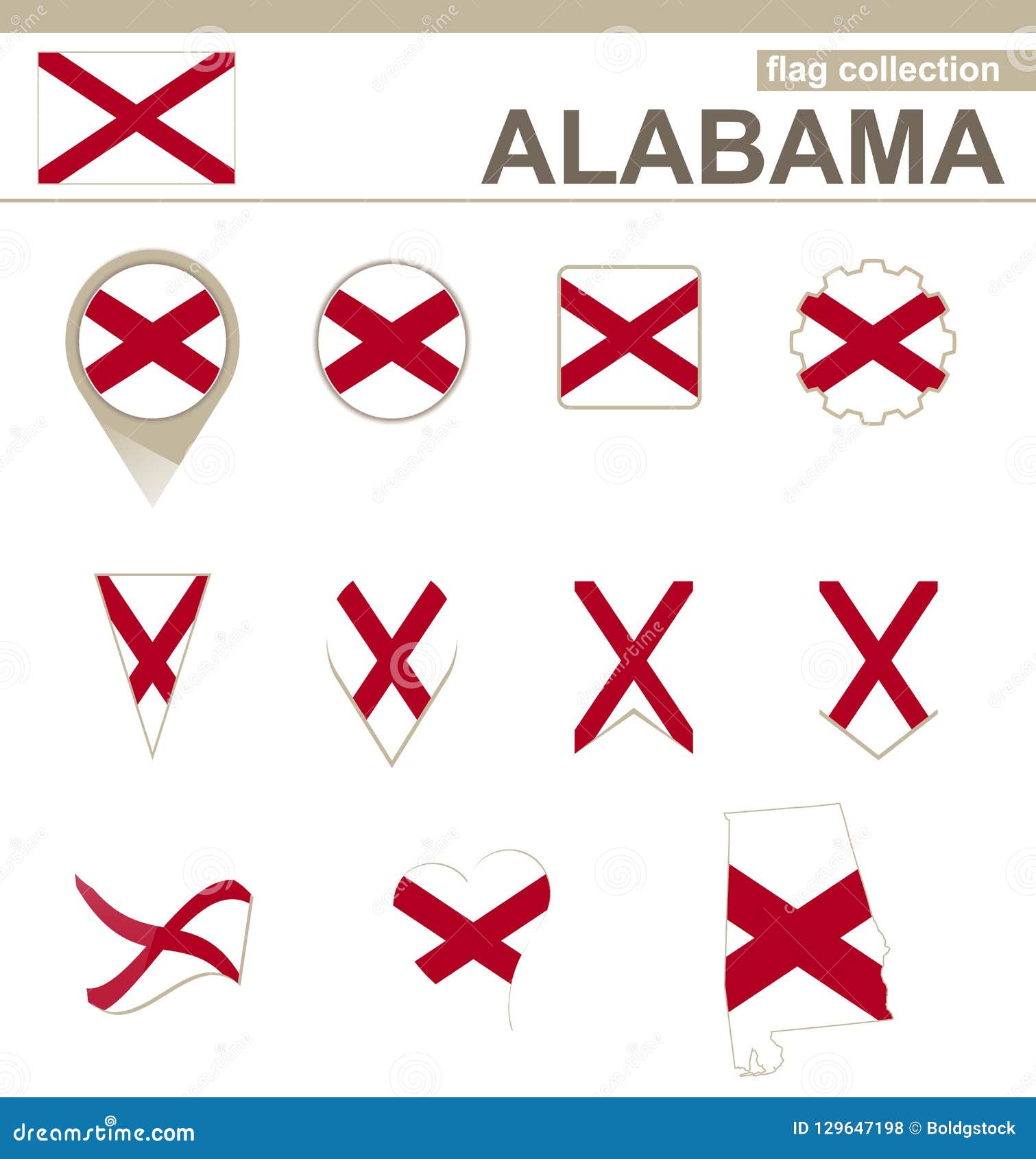 Alabama Flag Collection stock vector. Illustration of graphic - 129647198
