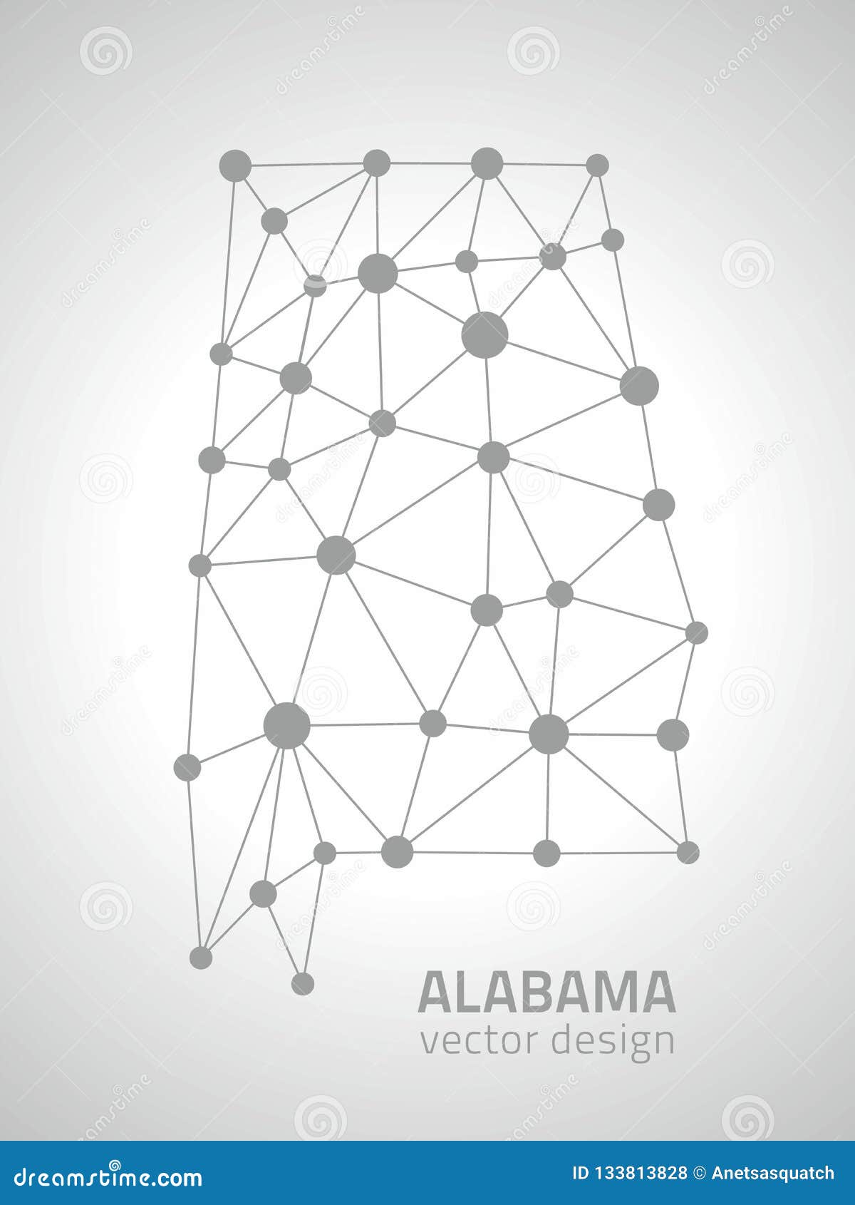 Alabama Grey Vector Dot Outline Triangle Map | CartoonDealer.com #133813828