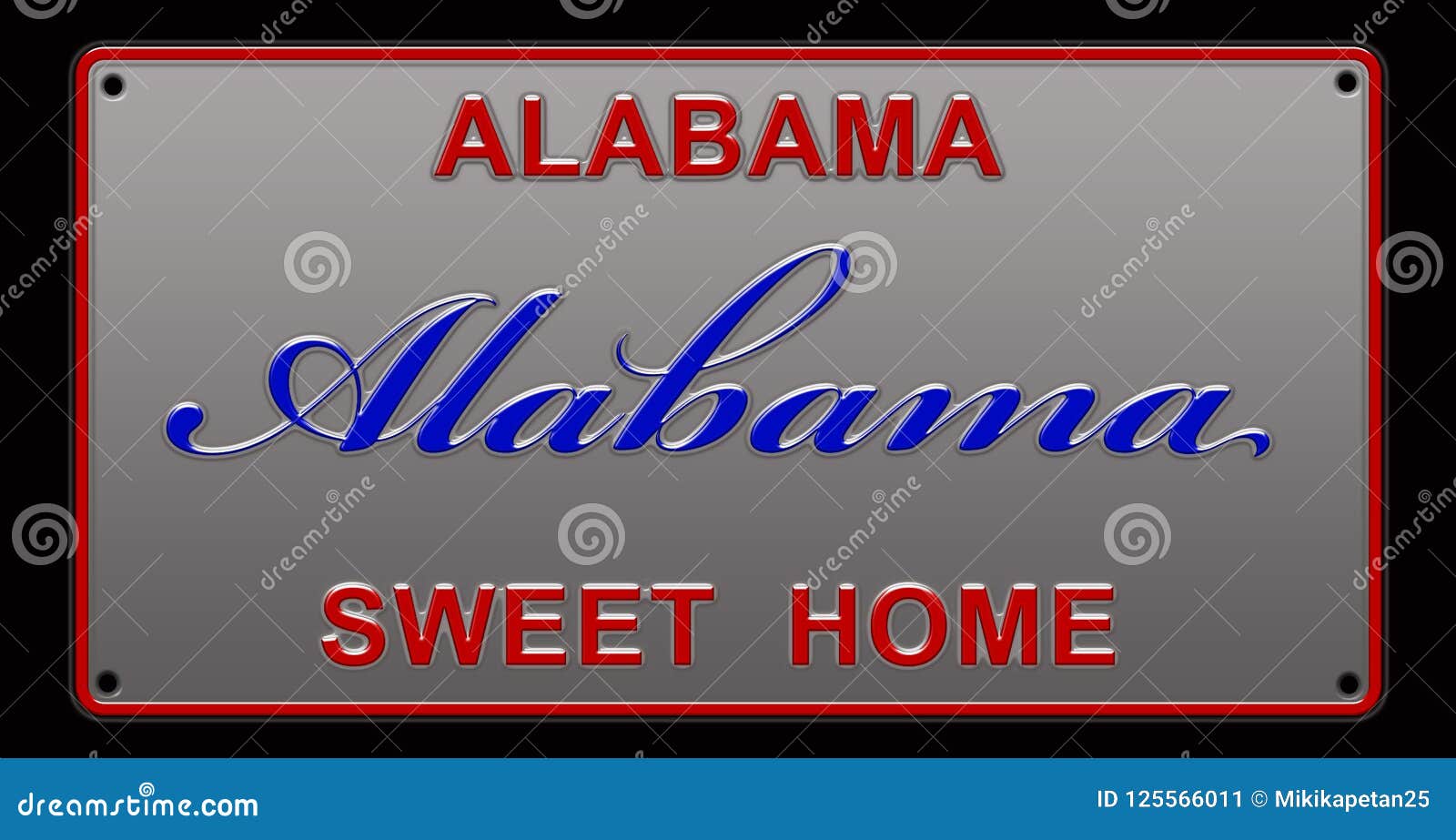 Alabama License Plate Illustration Stock Illustration - Illustration of ...