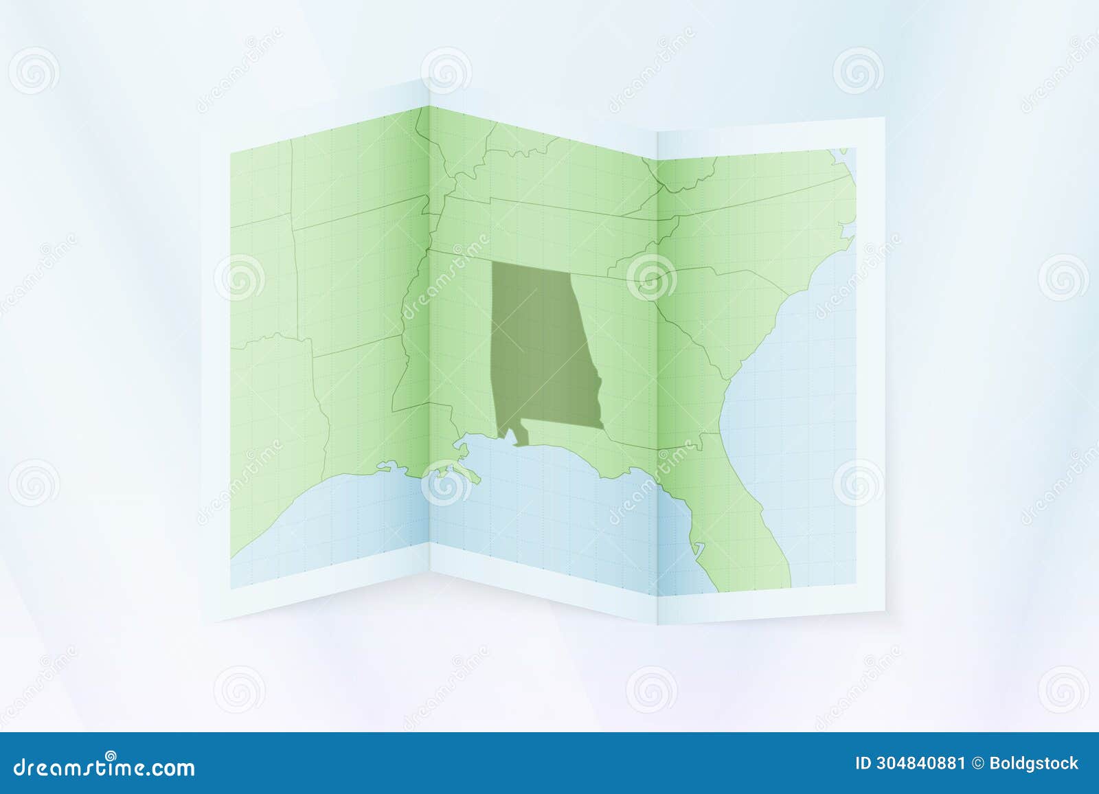 Alabama Map, Folded Paper with Alabama Map Stock Vector - Illustration ...