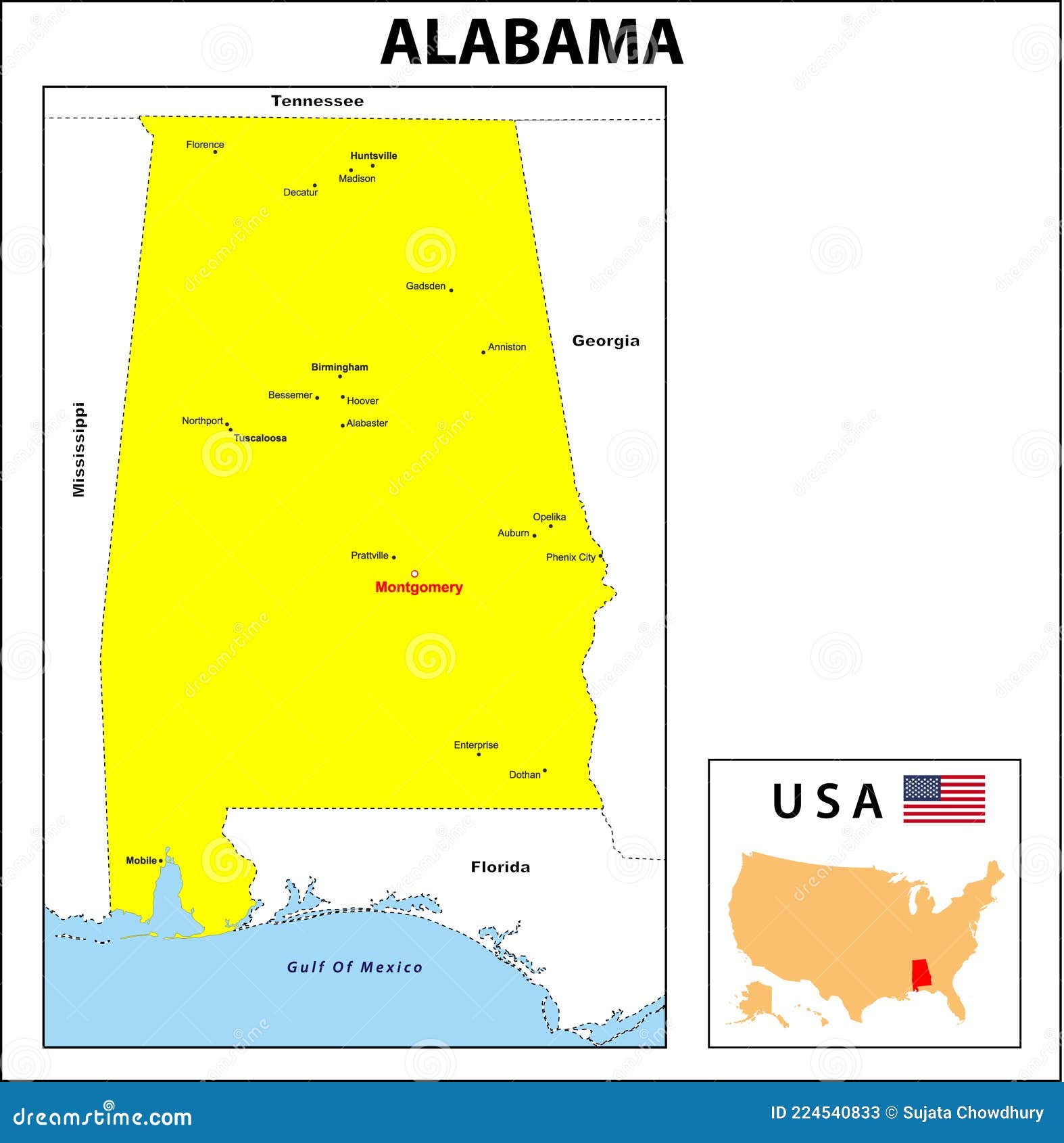 3d Political Map Of Alabama Stock Image | CartoonDealer.com #185259997