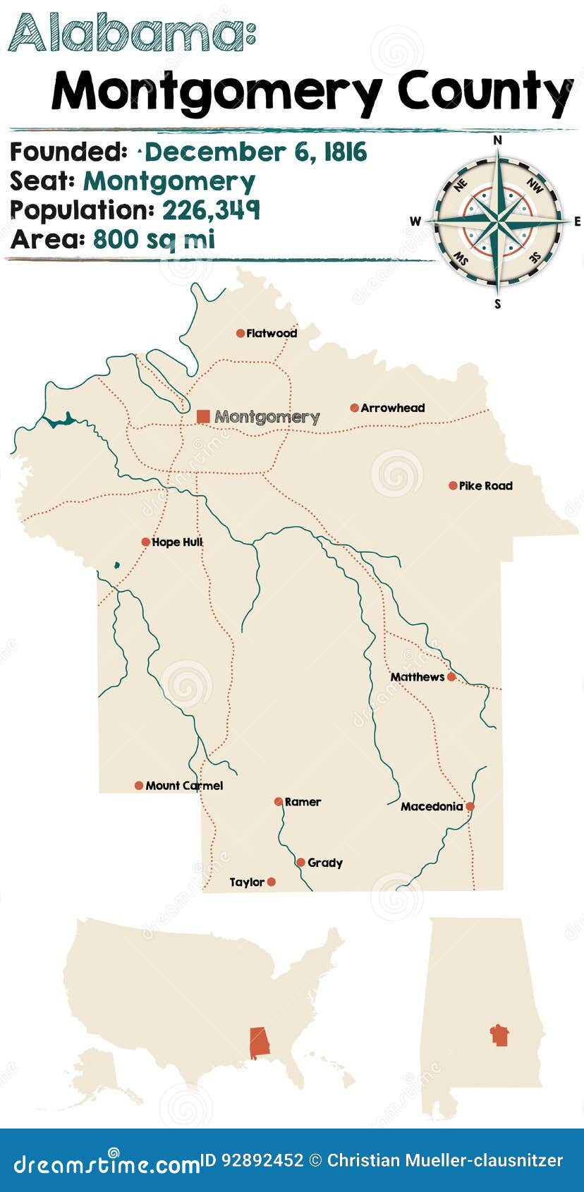 Alabama: Montgomery county stock vector. Illustration of wind - 92892452