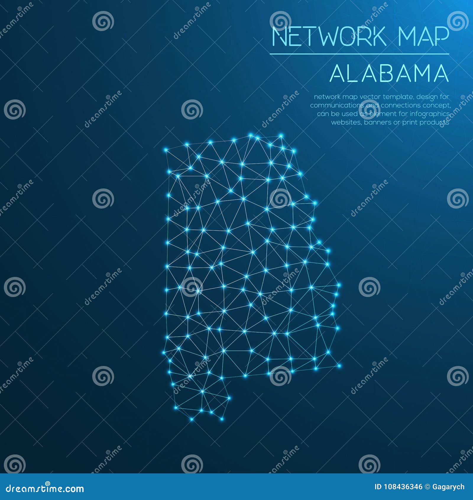Alabama network map. stock vector. Illustration of night - 108436346
