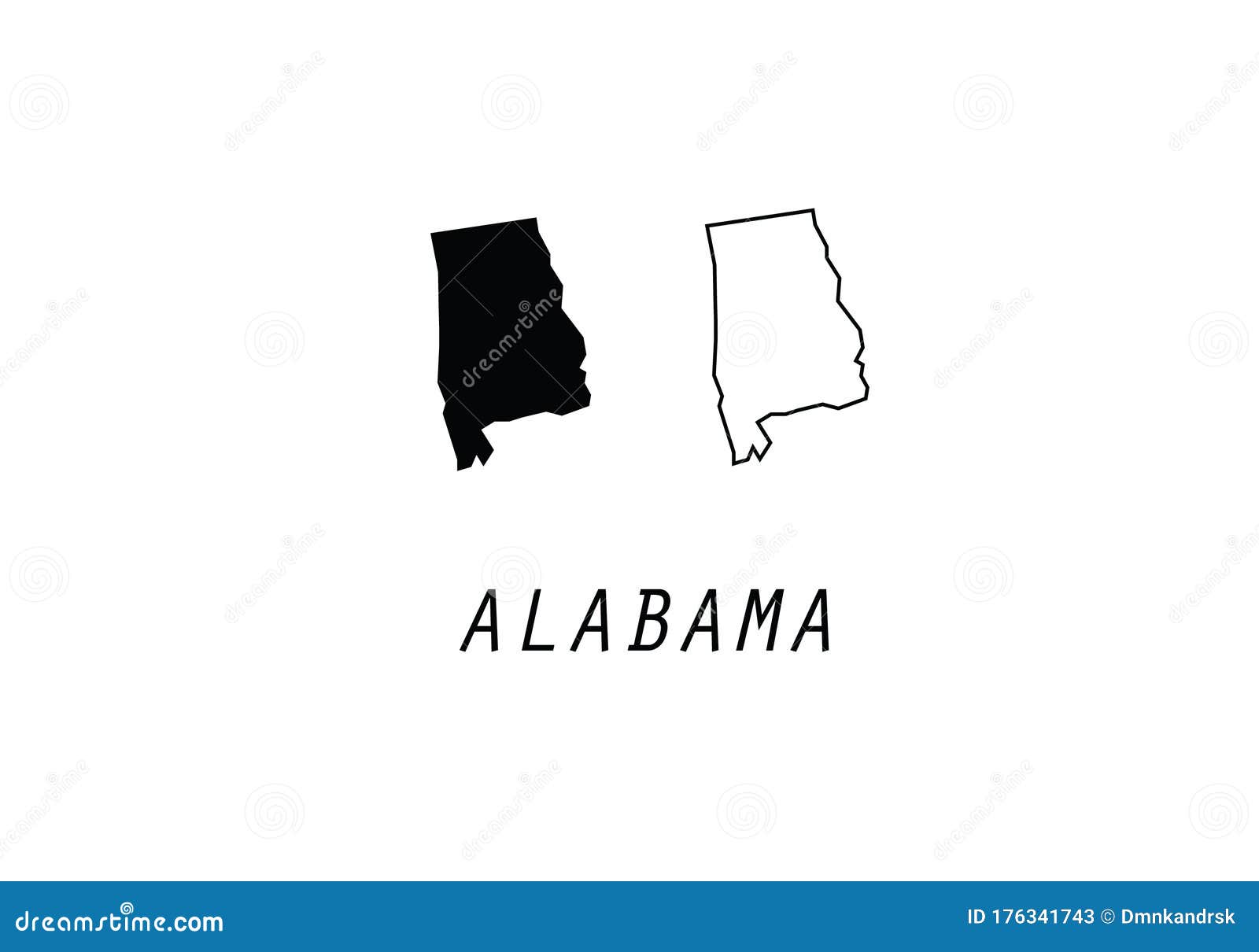 Alabama Outline Map Black USA State Borders Black Vector Illustration ...