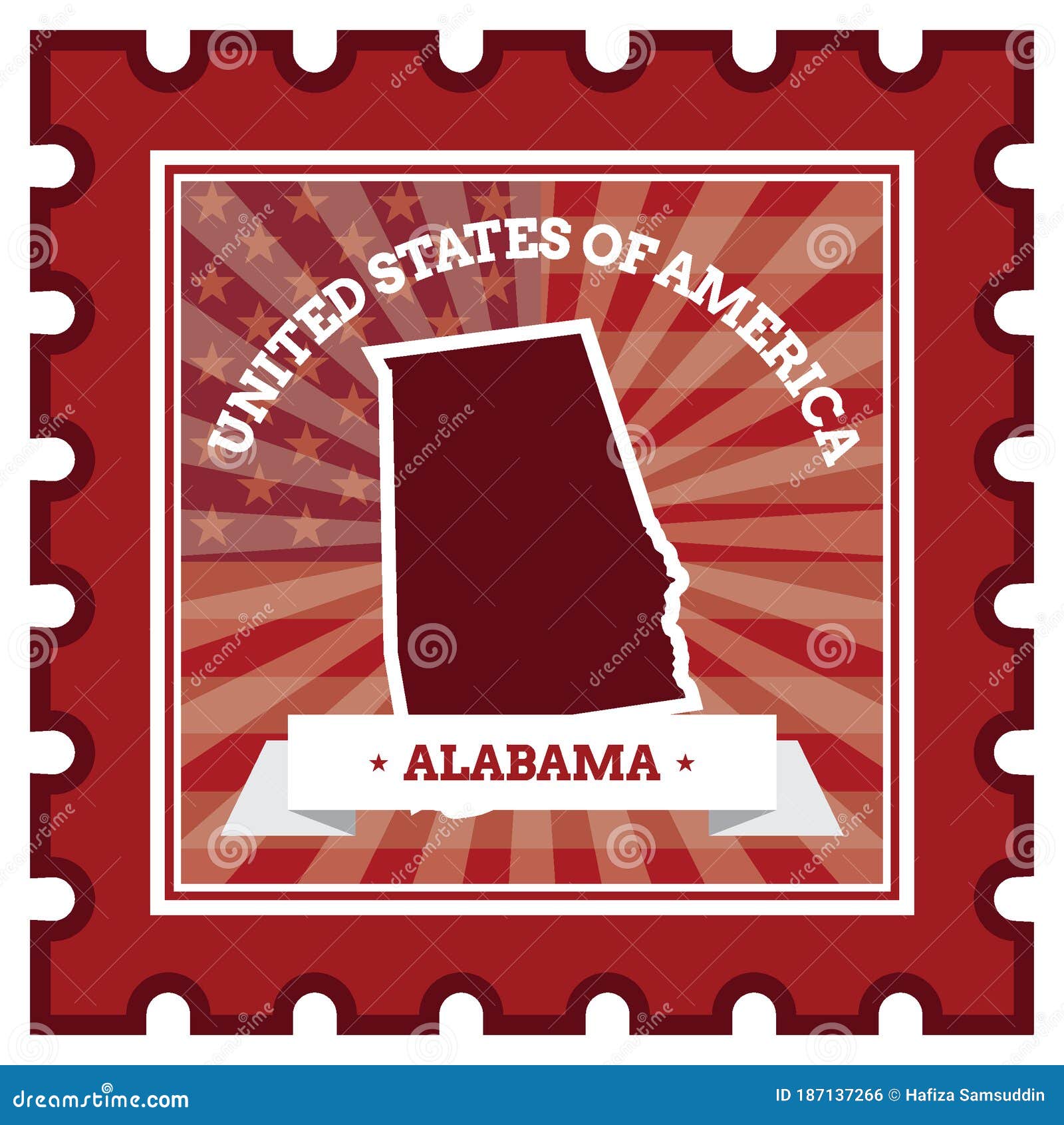 Alabama Postage Stamp. Vector Illustration Decorative Design Stock ...