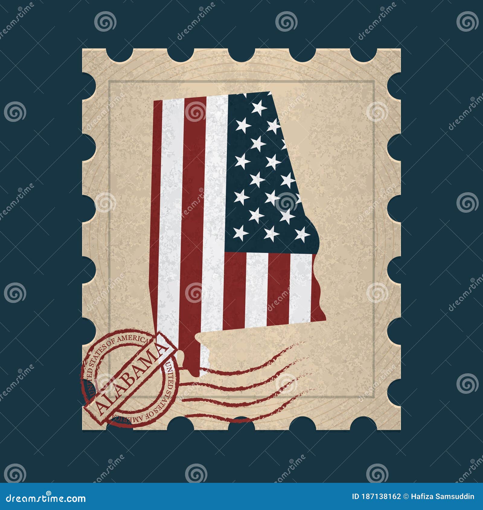 Alabama Postage Stamp. Vector Illustration Decorative Design Stock ...