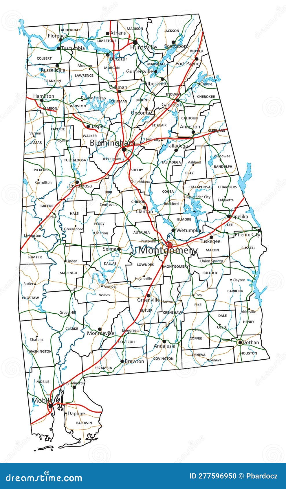 Alabama Interstate Highway Map Royalty-Free Stock Image | CartoonDealer ...