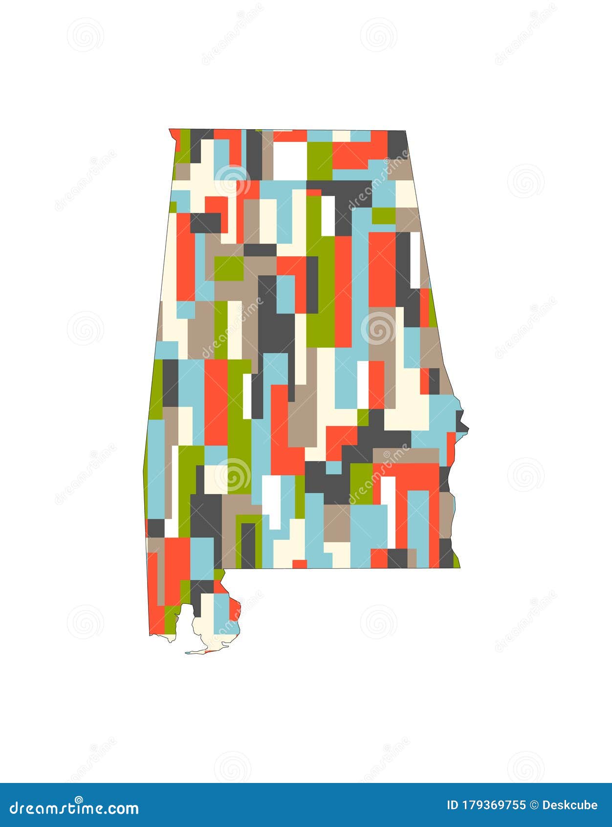 Alabama State Abstract Rectangular Color Pattern Map. Vector Design ...